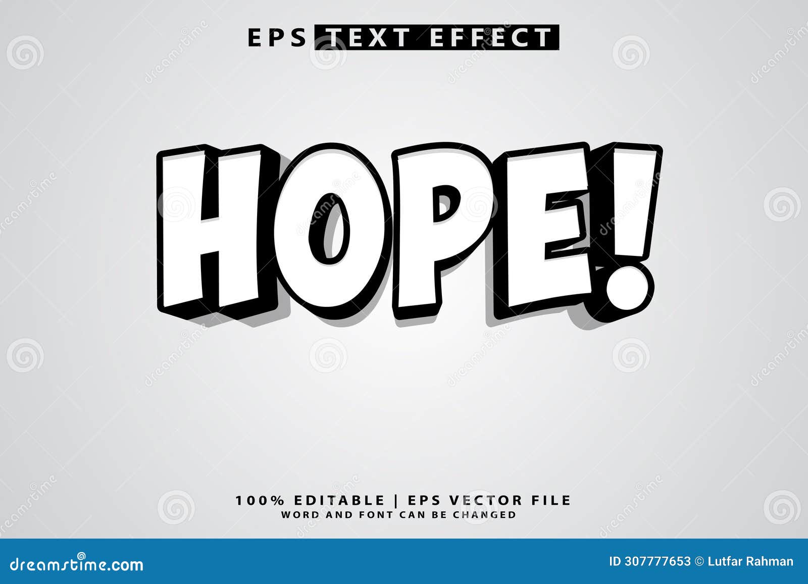 Editable Text Effect Hope Off 3d Template Style Stock Vector ...