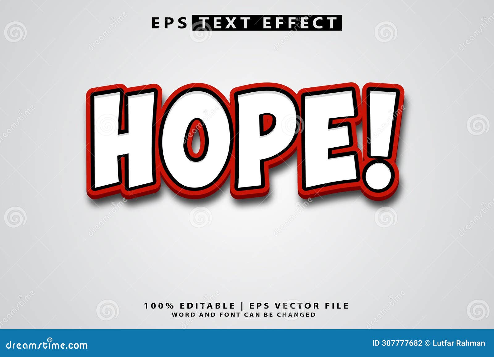 Editable Text Effect Hope Off 3d Template Style Stock Vector ...