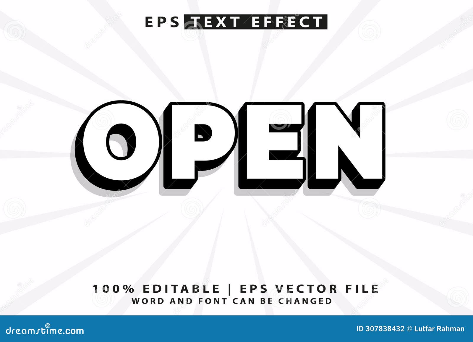 Open Editable 3d Text Effect Stock Vector - Illustration of typography ...