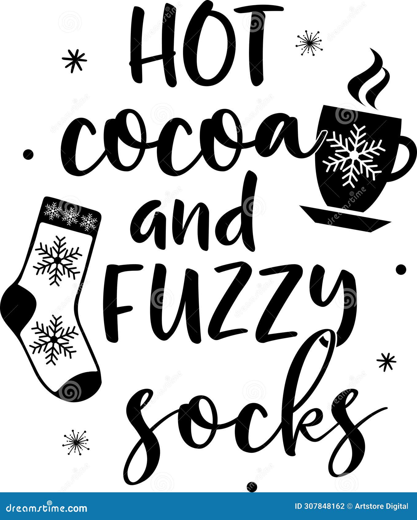 Hot Cocoa and Fuzzy Socks Vector File for Holiday Letter Quote Vector ...