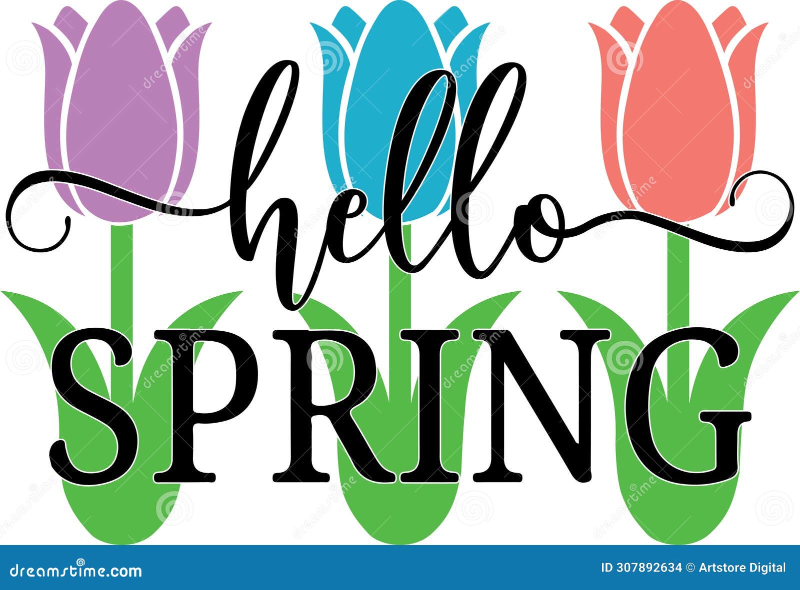 Hello Spring, Tulips Flower, Happy Easter Vector Illustration File ...
