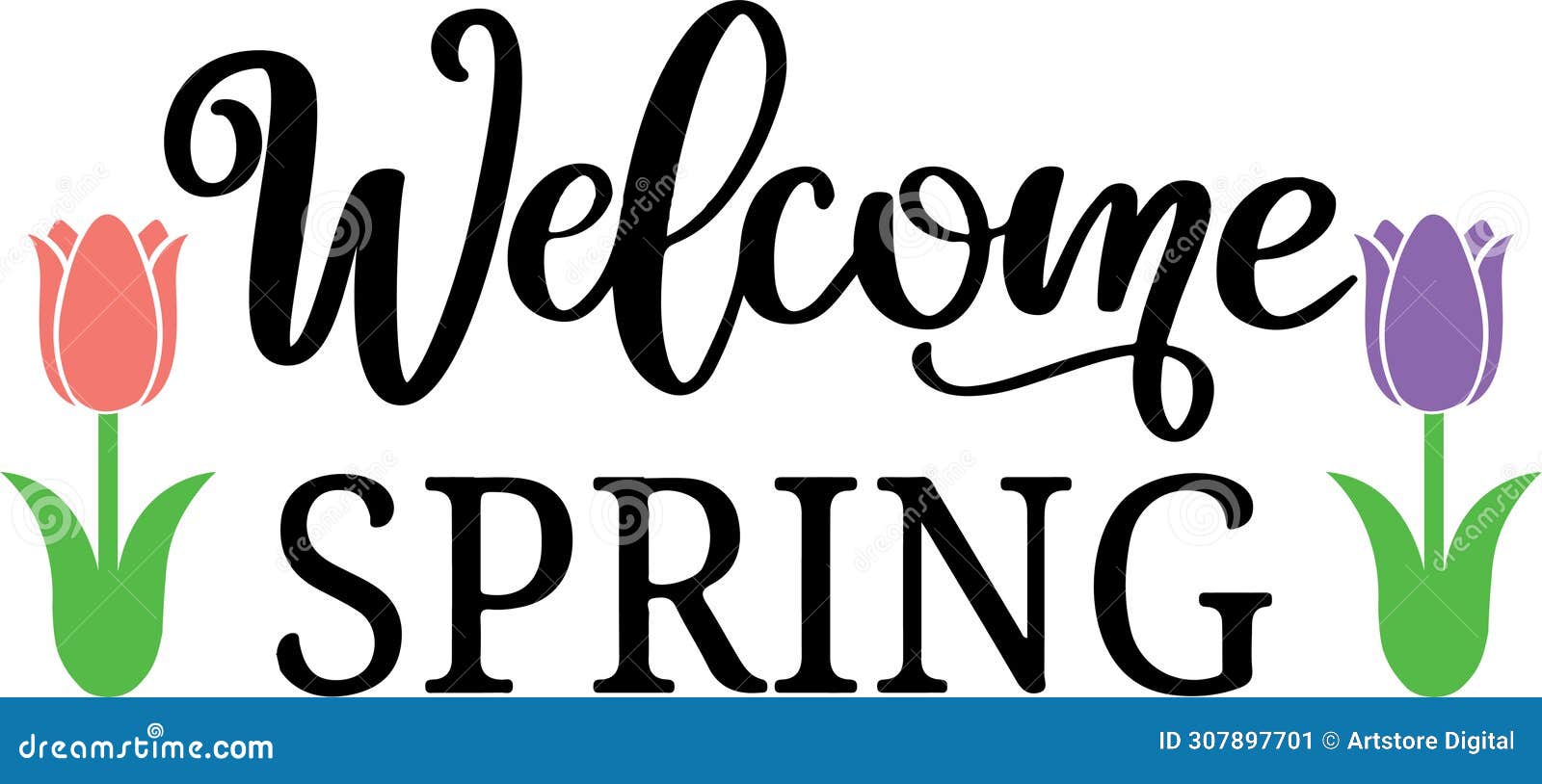 Welcome Spring, Easter, Tulips Flower, Happy Easter Vector Illustration ...