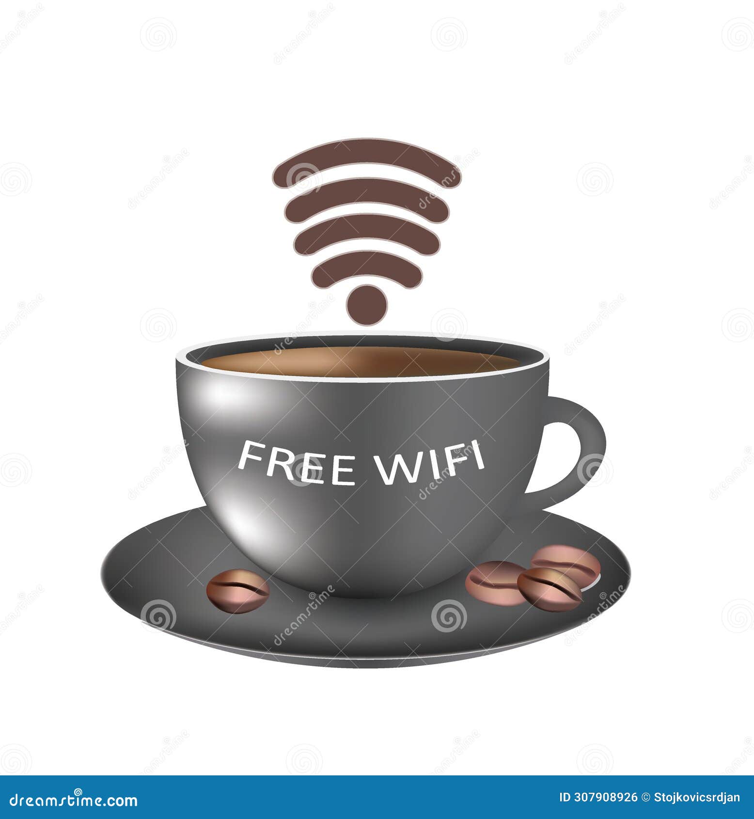 Free wi fi coffee cup stock vector. Illustration of access - 307908926