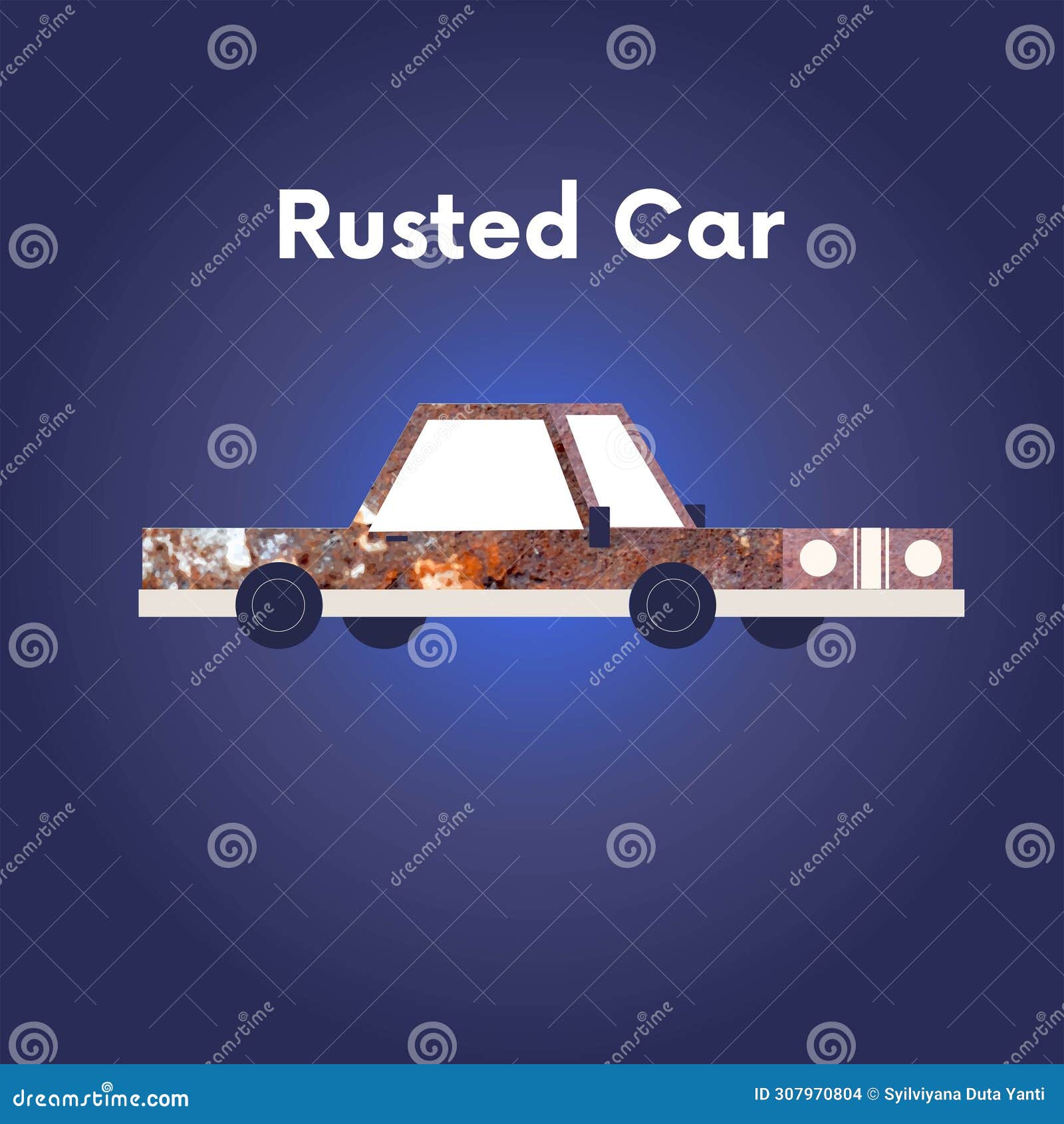 Rusted Car: Vintage Aesthetic in Flat Design Illustration Stock Vector ...
