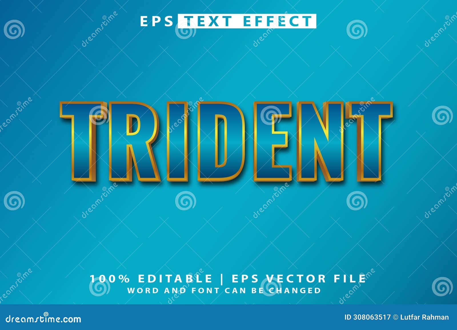 Trident Editable 3d Text Effect Stock Vector - Illustration of logo ...