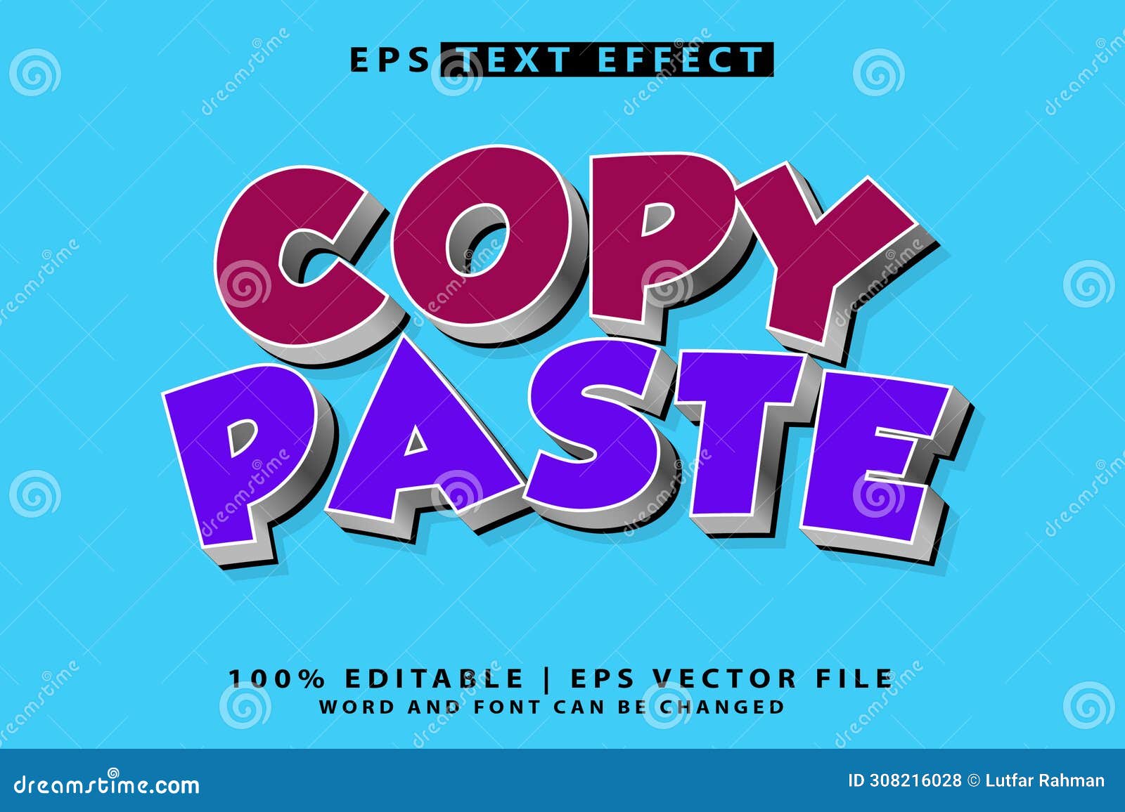 Copy Paste Editable 3d Text Effect Stock Vector - Illustration of logo ...