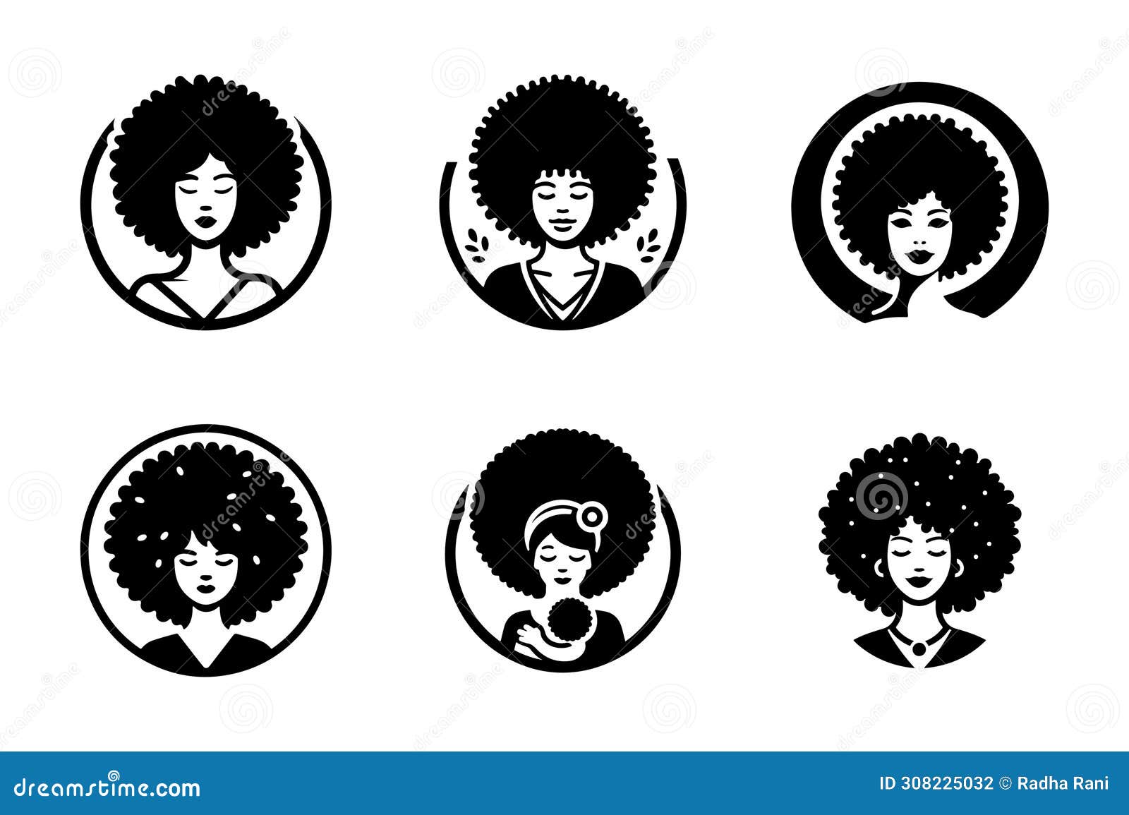 Silhouette Afro Woman Face Vector Illustration for Print and Website ...