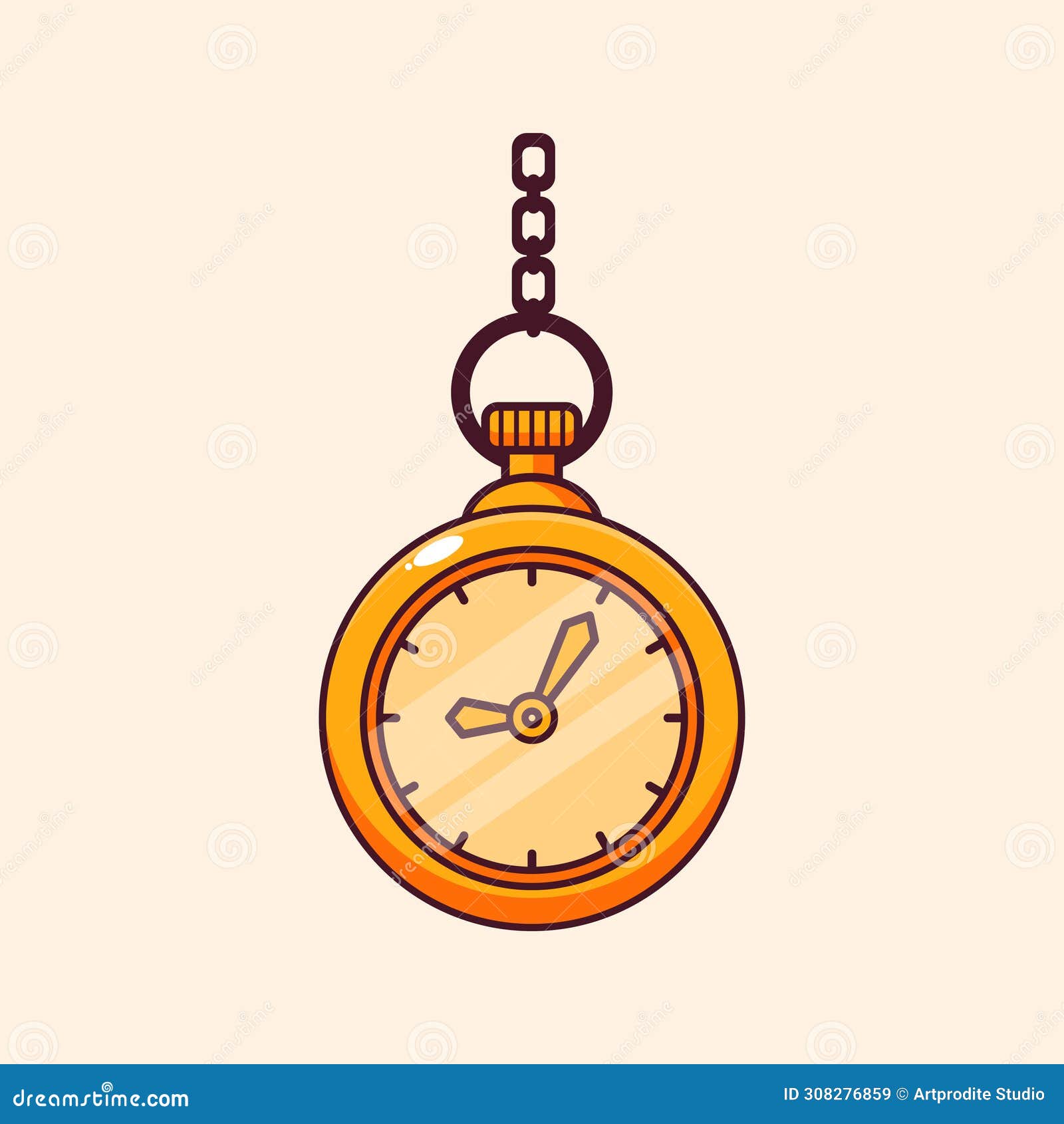 Cartoon Vector Illustration of Pocket Watch. Stock Vector ...