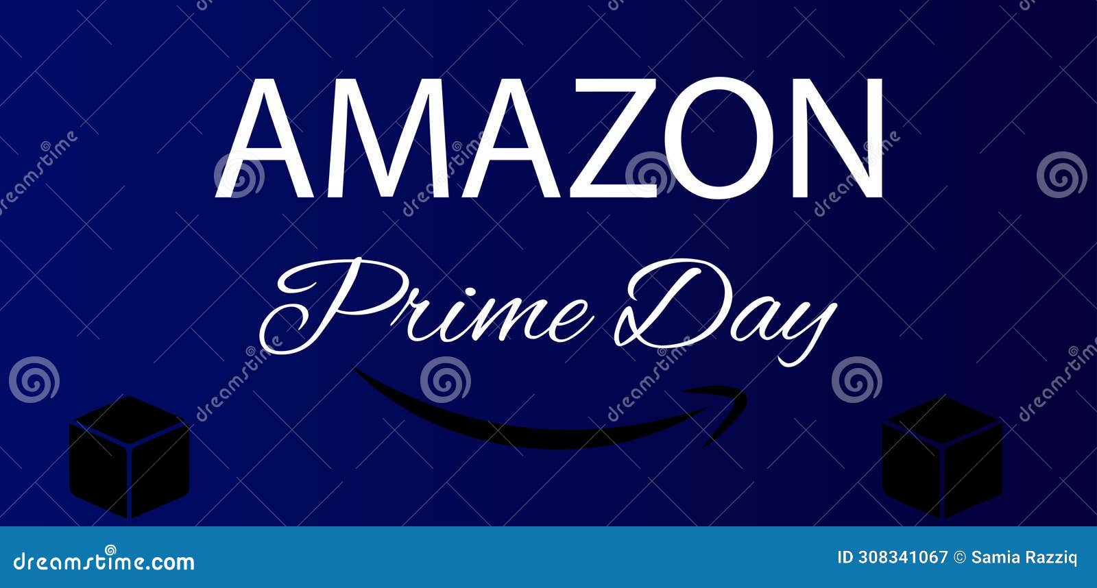 Amazon Prime Day Text Illustration and Blue Background Design Editorial ...