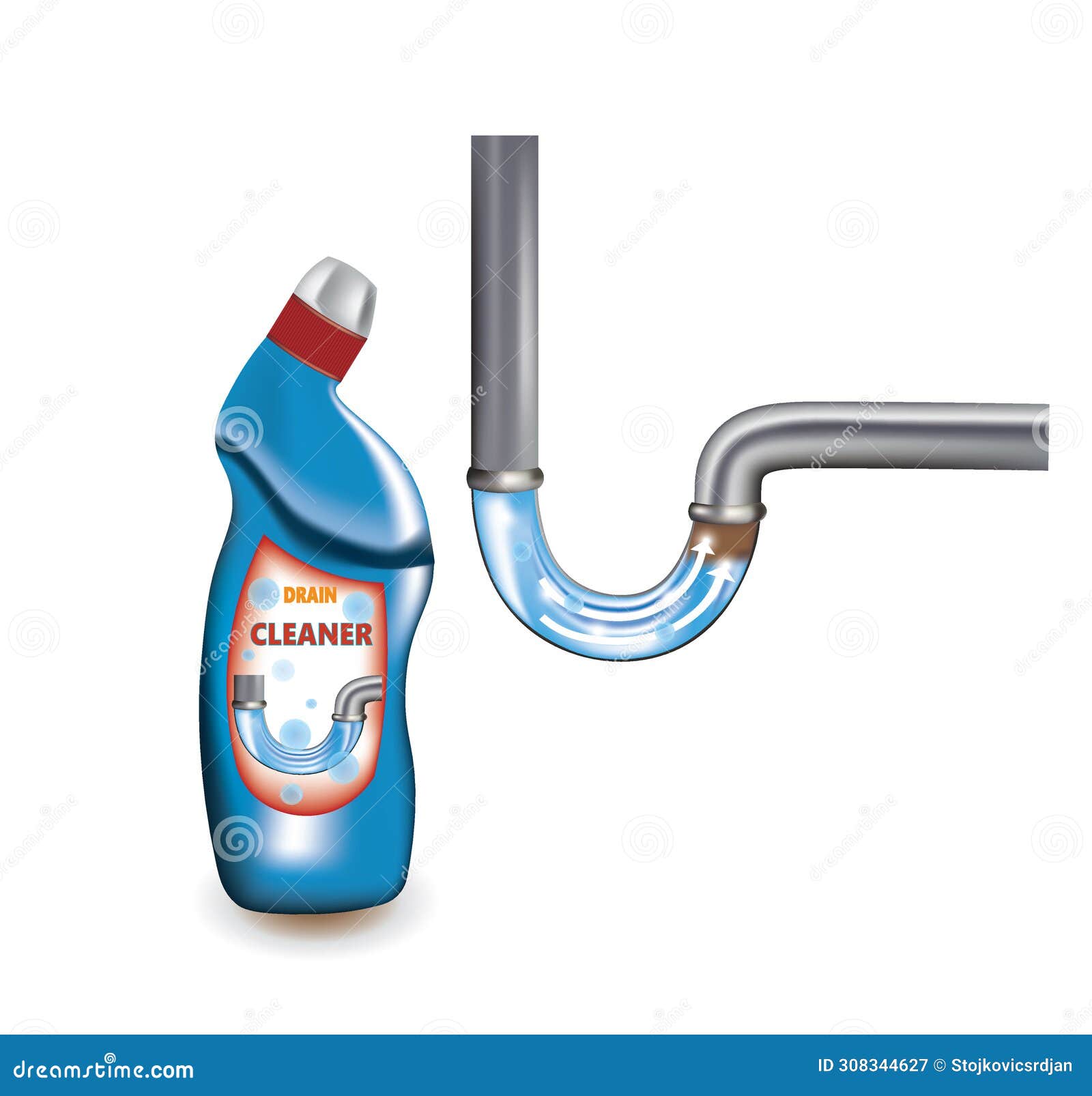 Drain Cleaner and Metal Drain Pipe Stock Vector - Illustration of metal ...