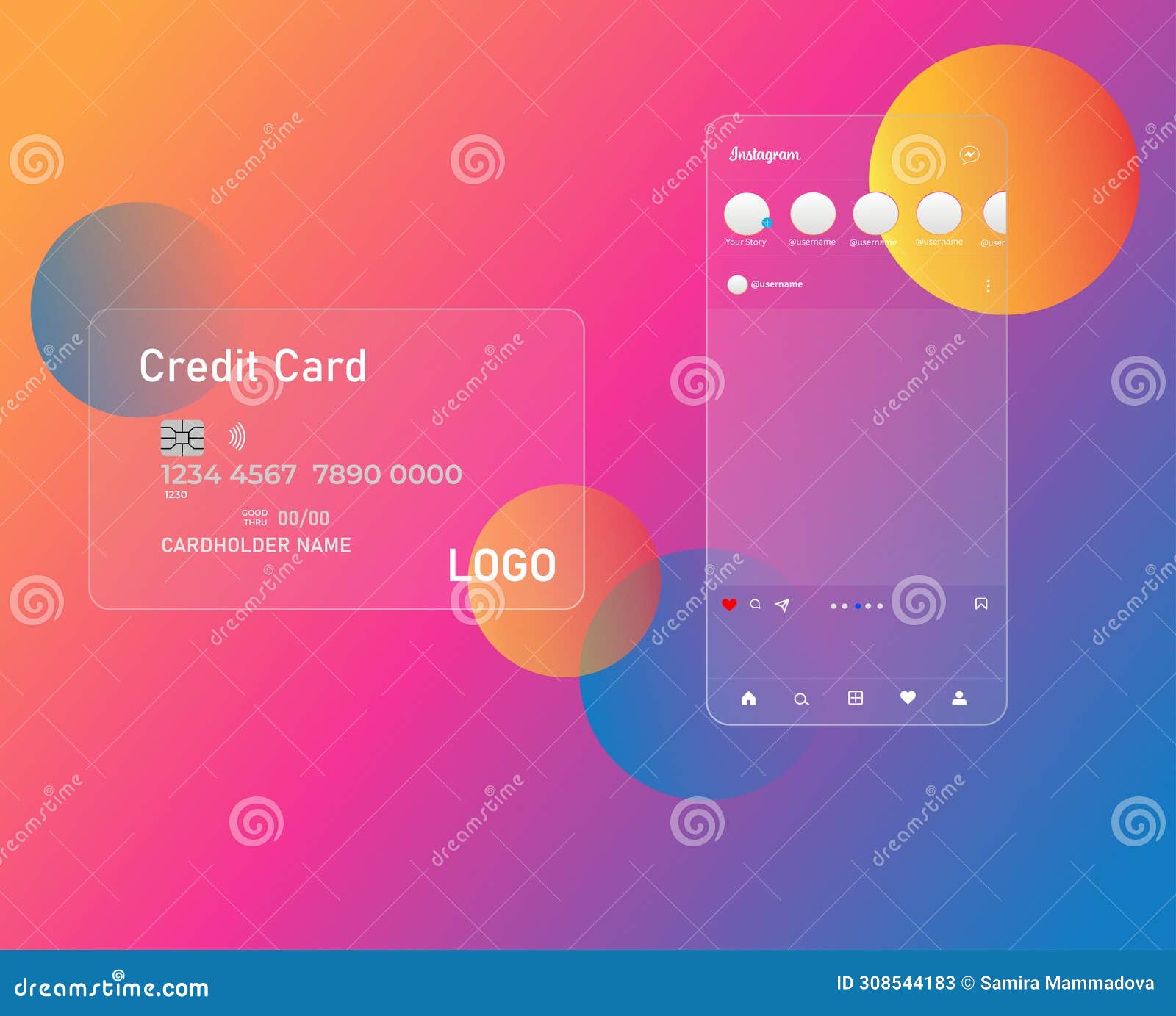 Glassmorphic Card and Post Template Stock Vector - Illustration of ...