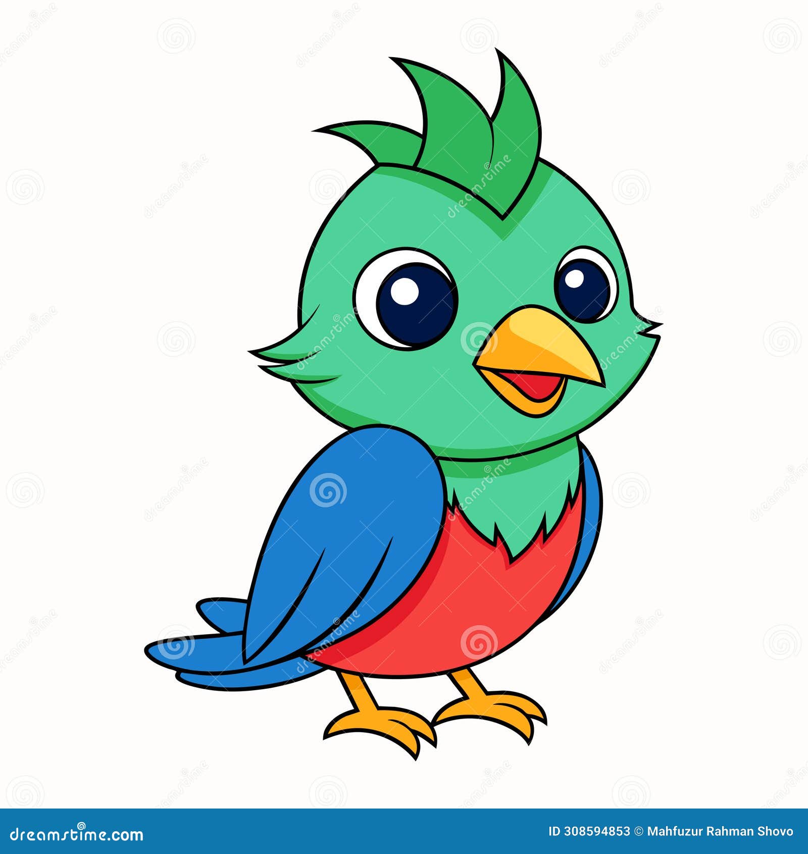 Cute colorful bard cartoon stock vector. Illustration of spring - 308594853