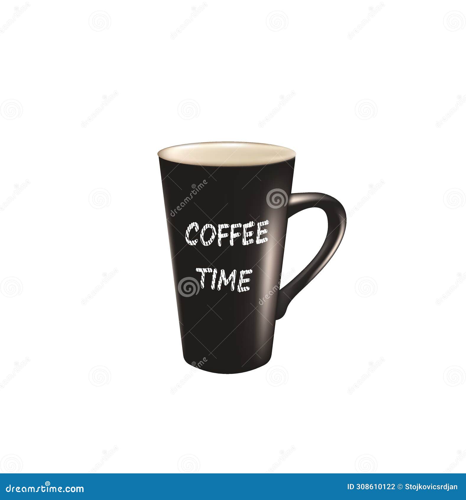 Black Coffee Cup with Coffee Time Text Stock Vector - Illustration of ...