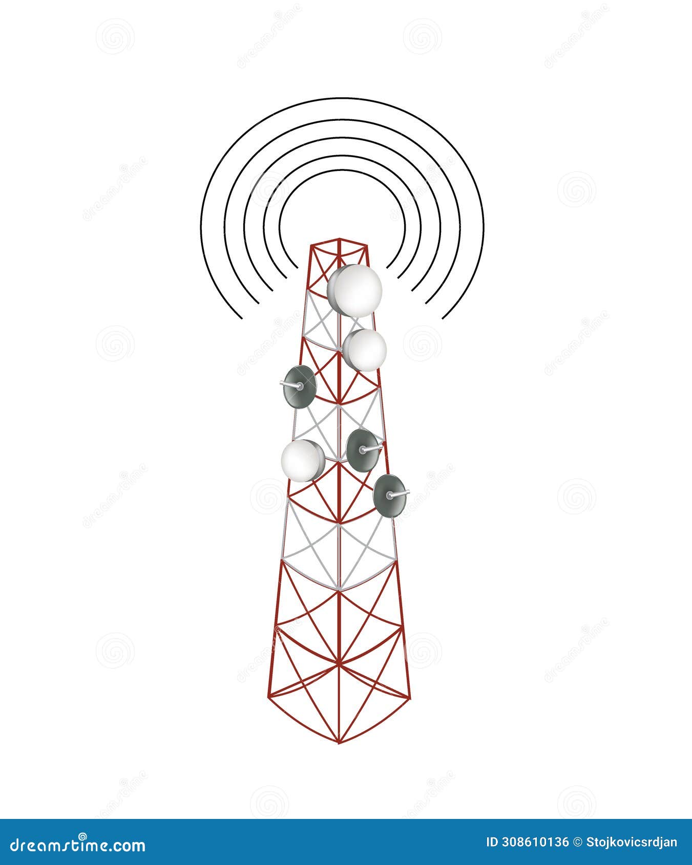 Telecommunication Tower with Antennas Stock Vector - Illustration of ...
