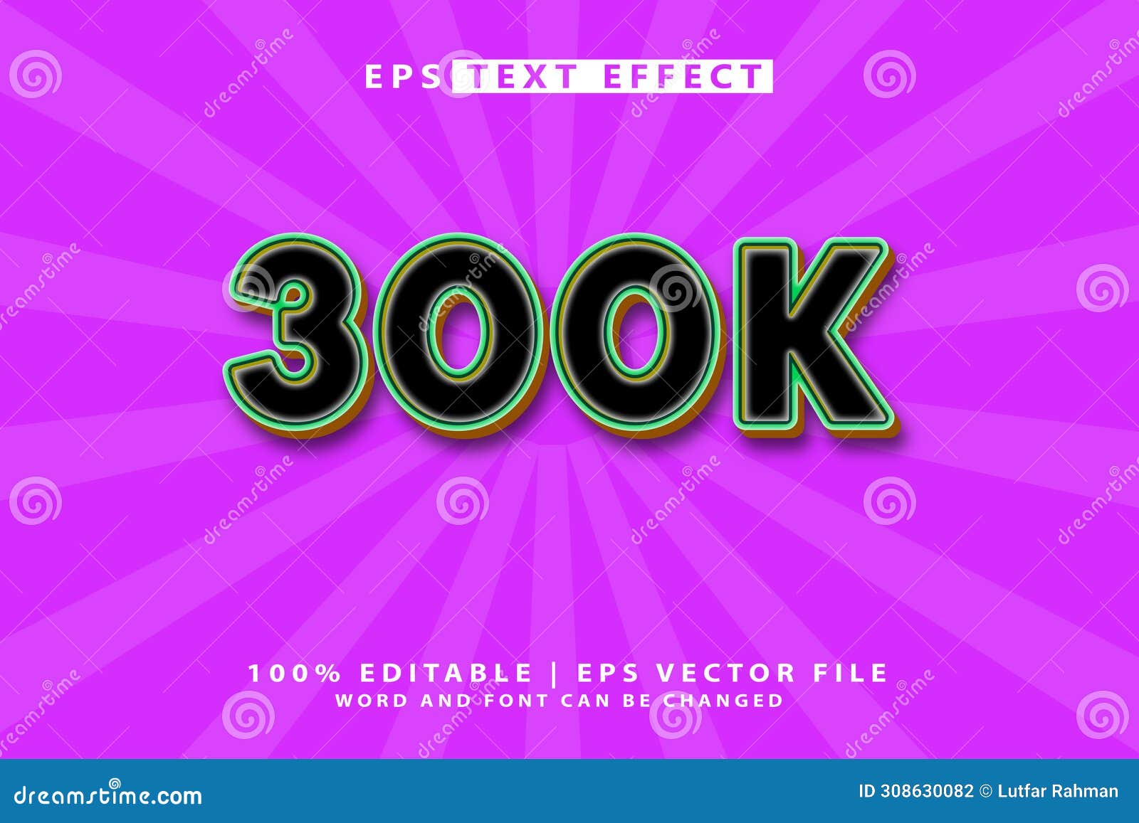 300K Editable 3d Text Effect Stock Vector - Illustration of text, game ...