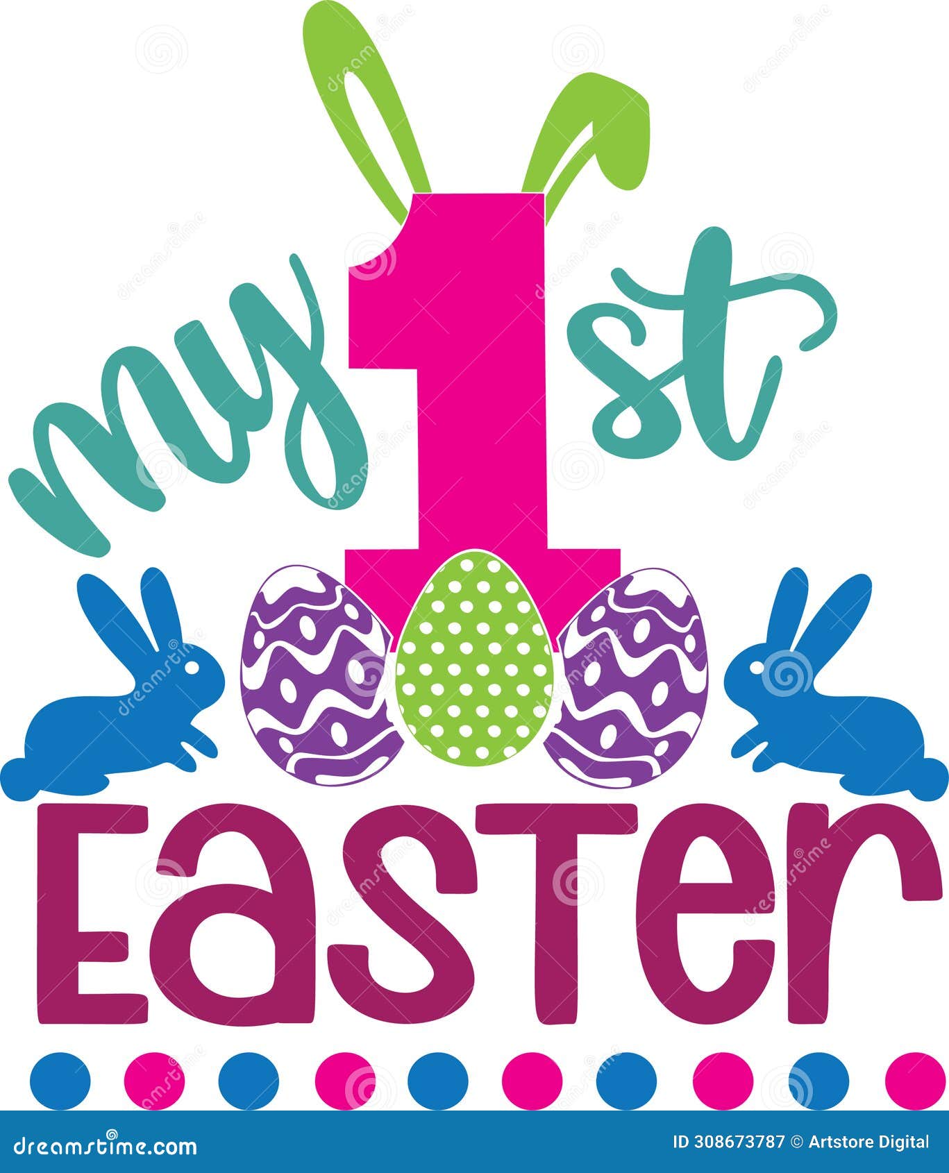 My 1st Easter, Easter Bunny, Hello Spring, Tulips Flower Vector ...