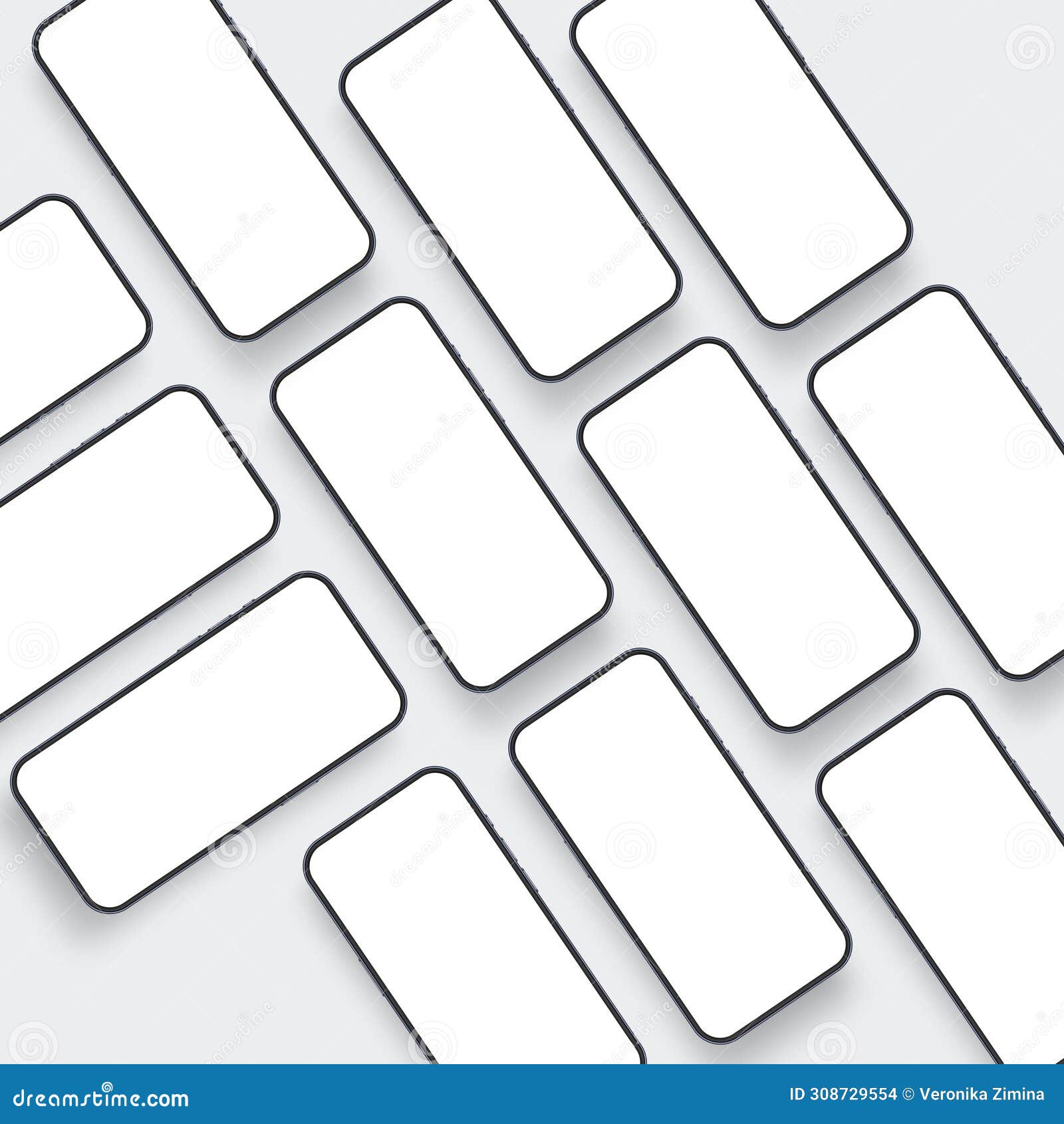 Mobile Phones Screens for Apps Design Showcase. Blank Smartphone Frame ...