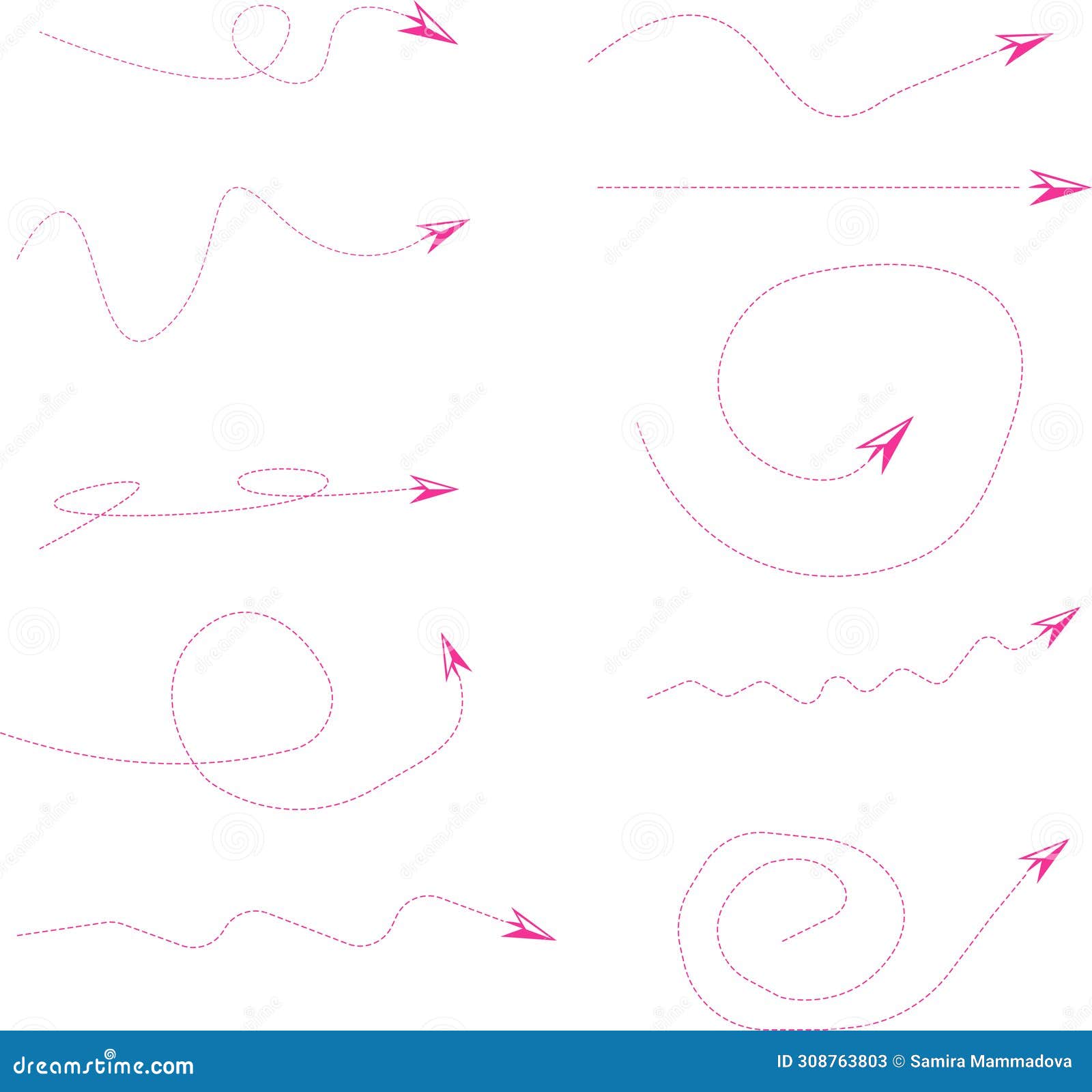 Set of dashed line arrows stock vector. Illustration of orientation ...