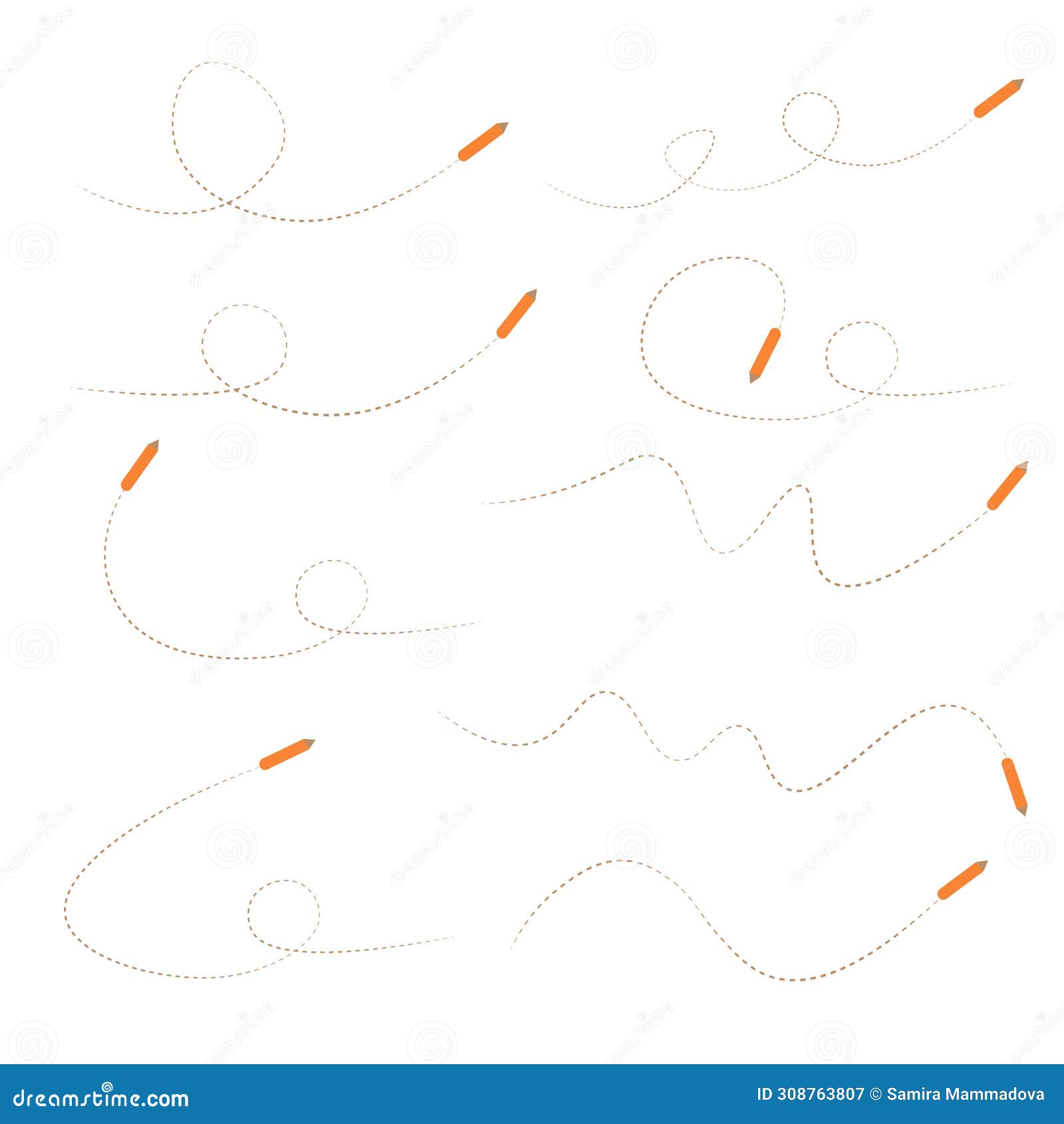 Set of Dashed Line Route with Location Stock Vector - Illustration of ...