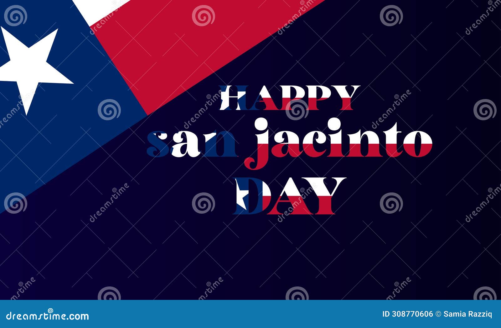 Happy San Jacinto Day Stylish Text with Flag and Blue Background Design ...