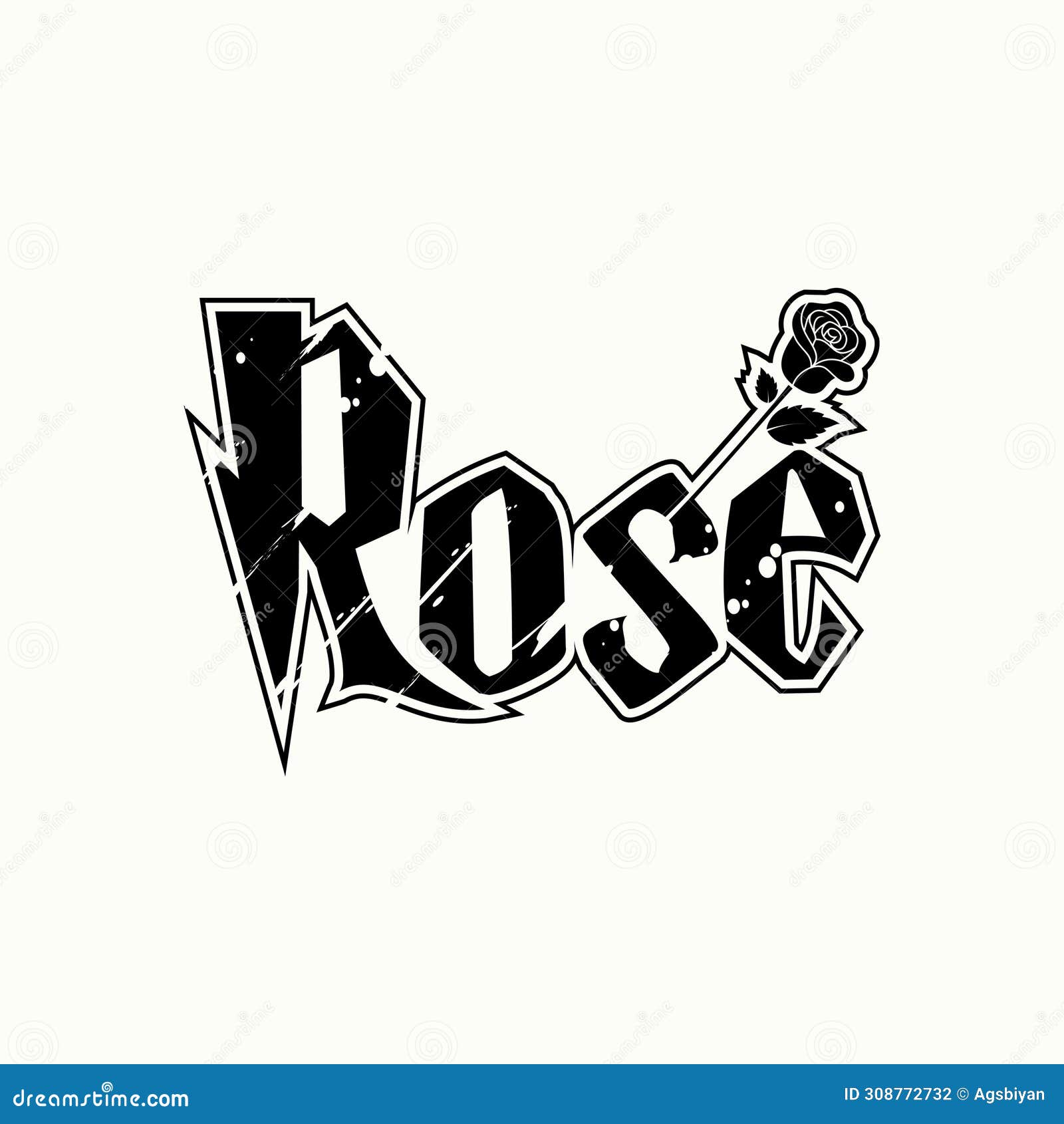 Letter Rose Serif Gothic Font with Flower Stalk. Related Monogram ...