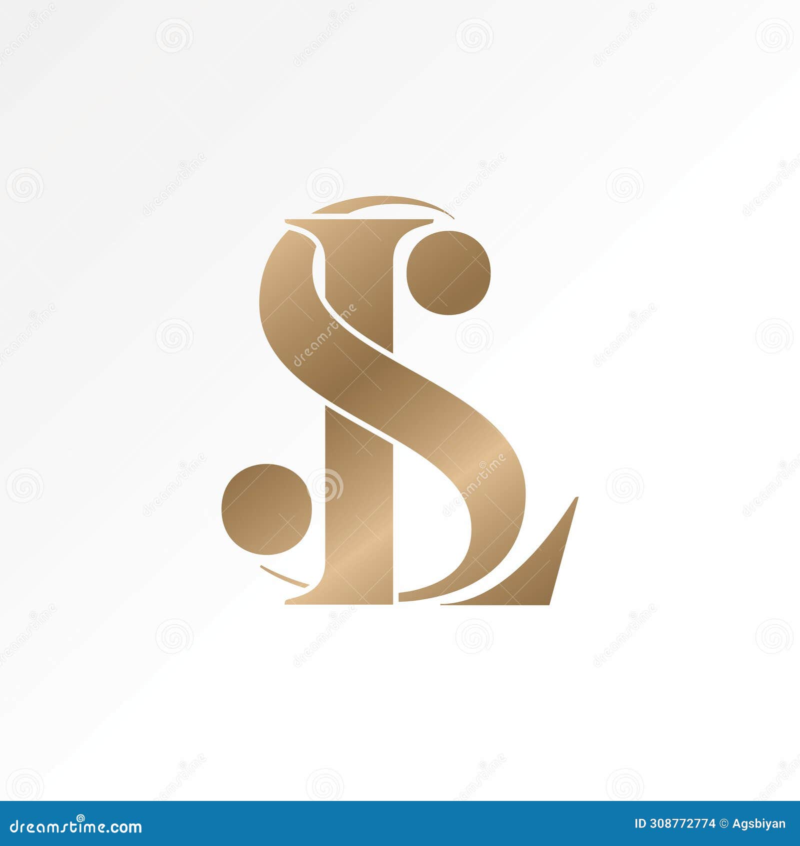 Letter Initial SL or LS Serif Font Merge Connect Related Monogram ...