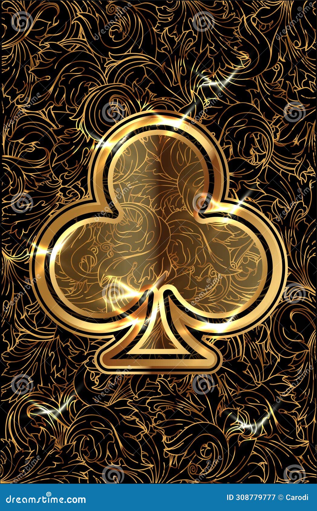 Clubs Ace Poker Golden Playing Cards, Vector Stock Vector ...