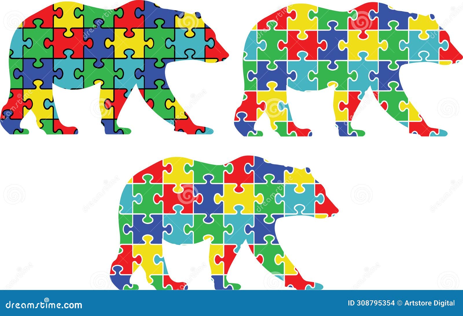 Bear With Autism Puzzle Pieces Vector Illustration | CartoonDealer.com ...