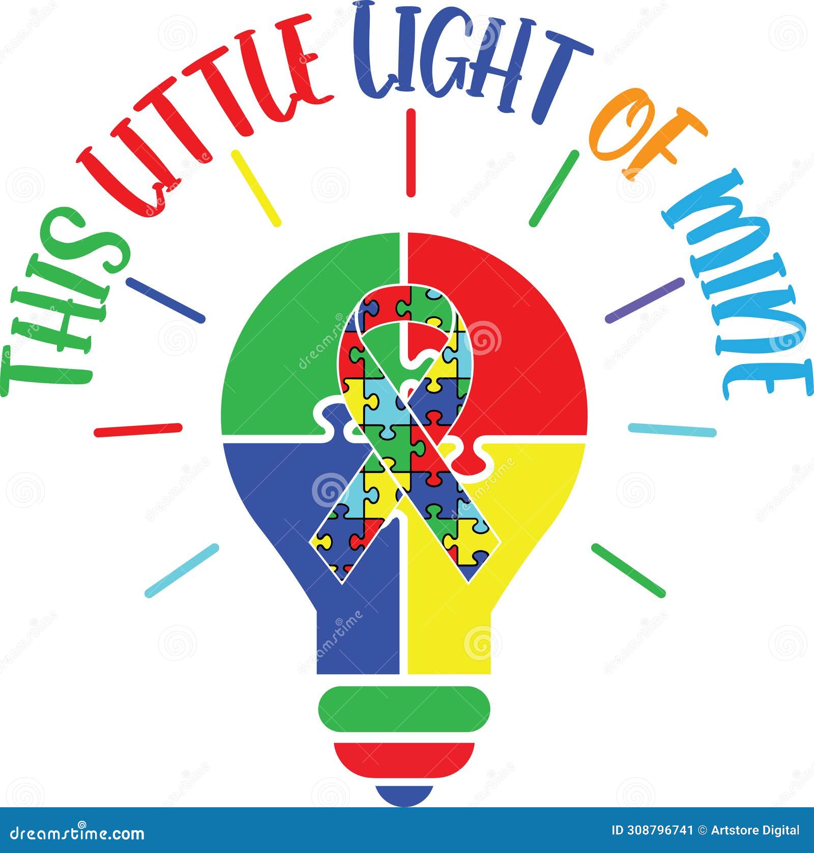 This Little Light of Mine Light Bulb, Proud Autism, Autism Day, Vector ...
