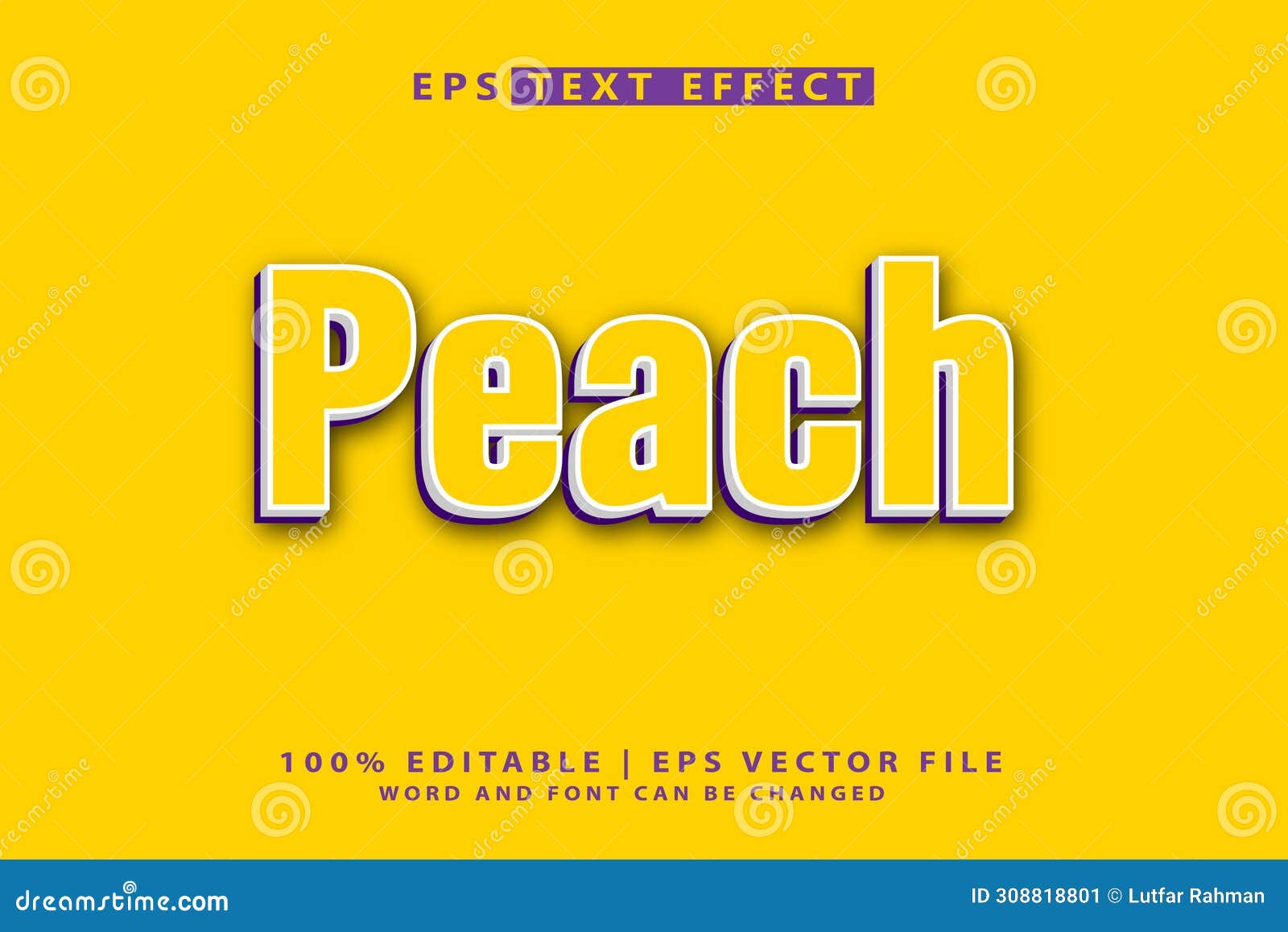 Peach 3d Editable Text Effect Vintage Color Stock Vector - Illustration ...