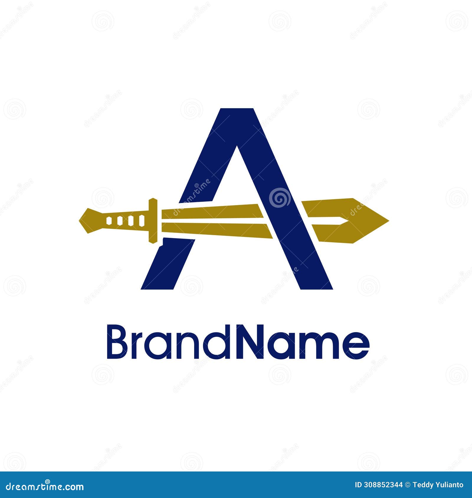 Simple and Bold Initial a Gold Sword Logo Stock Vector - Illustration ...