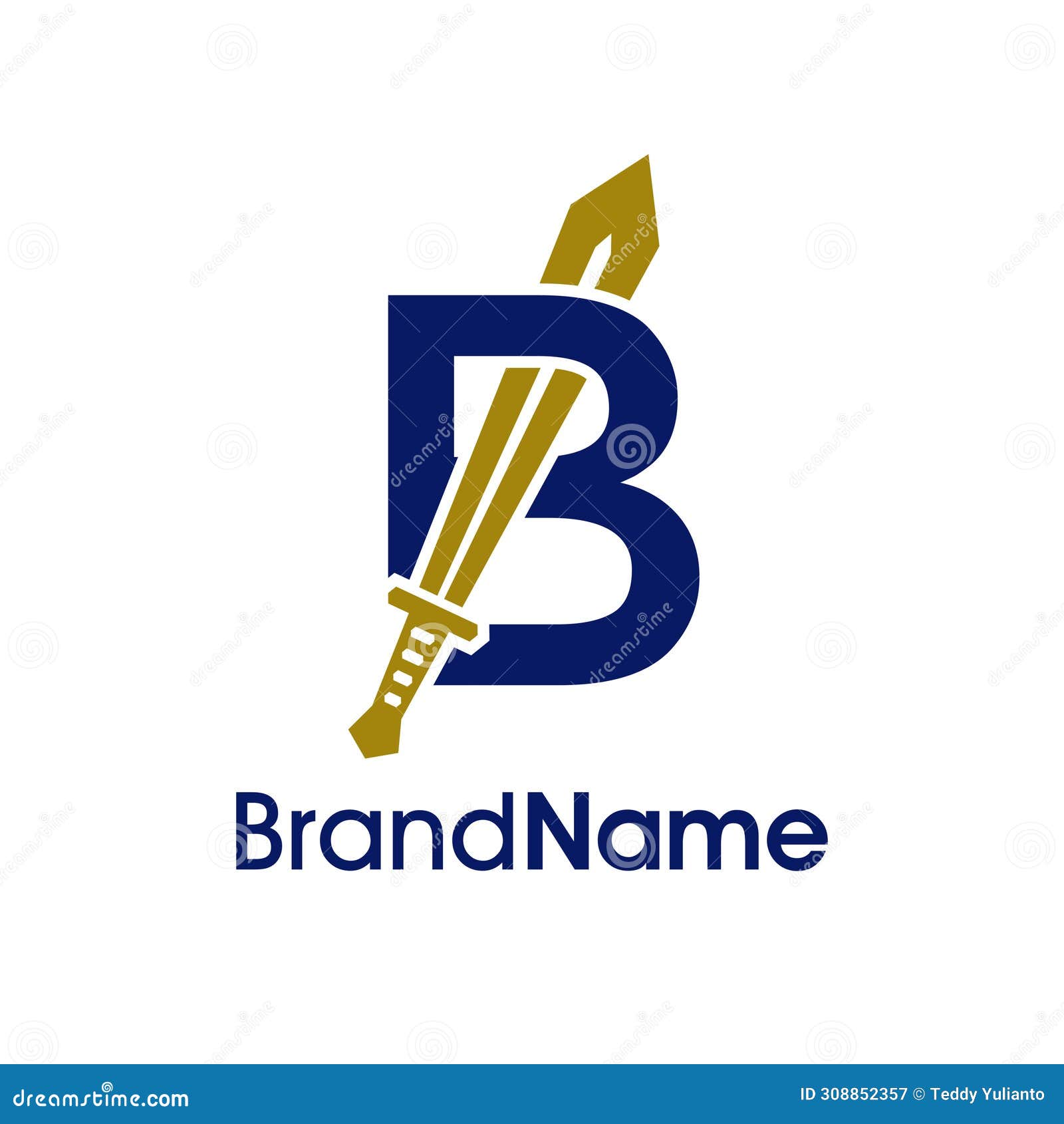 Simple and Bold Initial B Gold Sword Logo Stock Vector - Illustration ...
