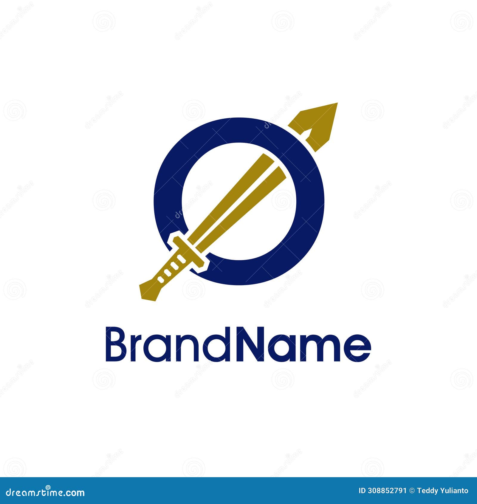 Simple and Bold Initial O Gold Sword Logo Stock Vector - Illustration ...