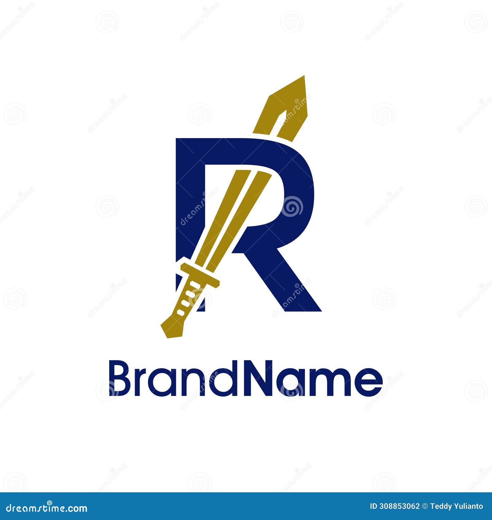 Simple and Bold Initial R Gold Sword Logo Stock Vector - Illustration ...