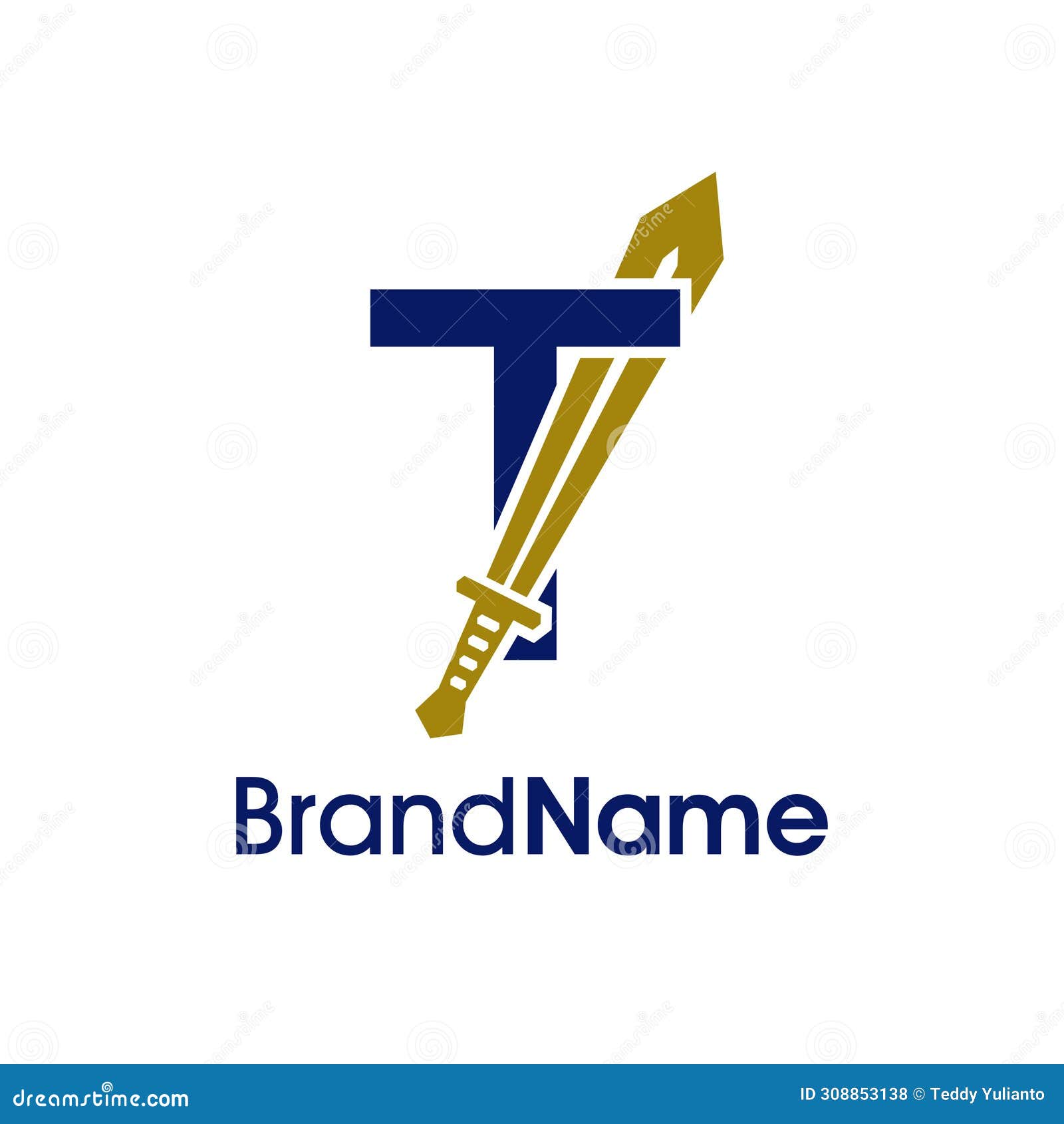 Simple and Bold Initial T Gold Sword Logo Stock Vector - Illustration ...