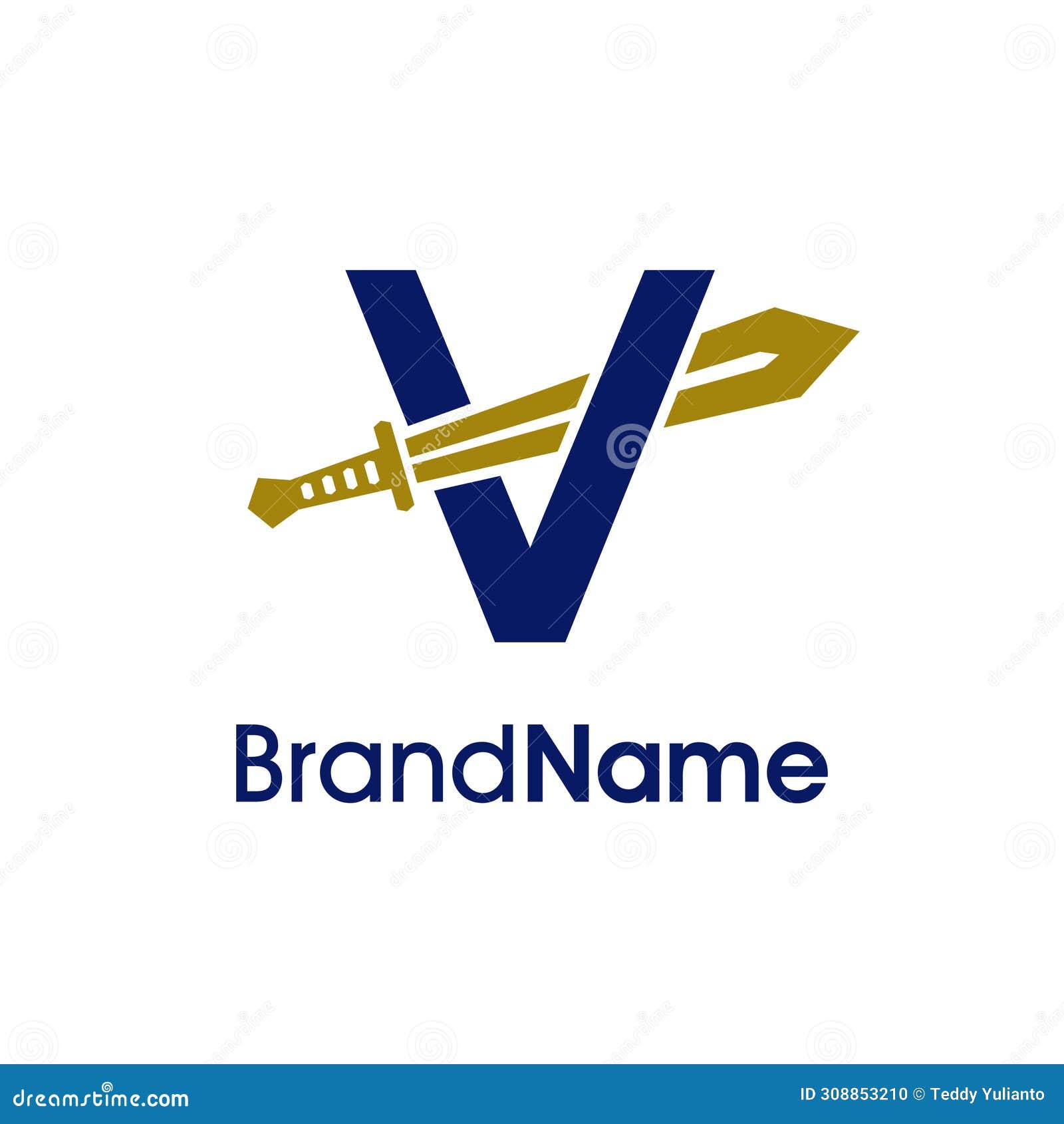 Simple and Bold Initial V Gold Sword Logo Stock Vector - Illustration ...