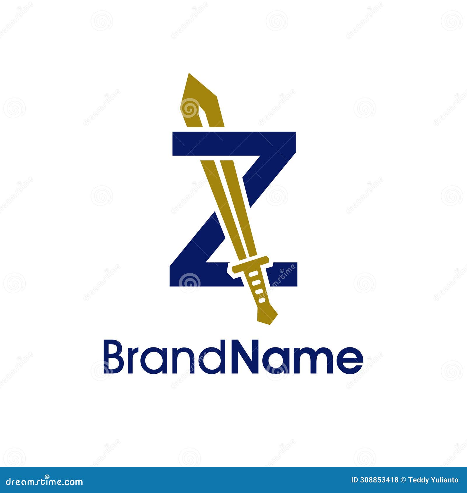 Simple and Bold Initial Z Gold Sword Logo Stock Vector - Illustration ...