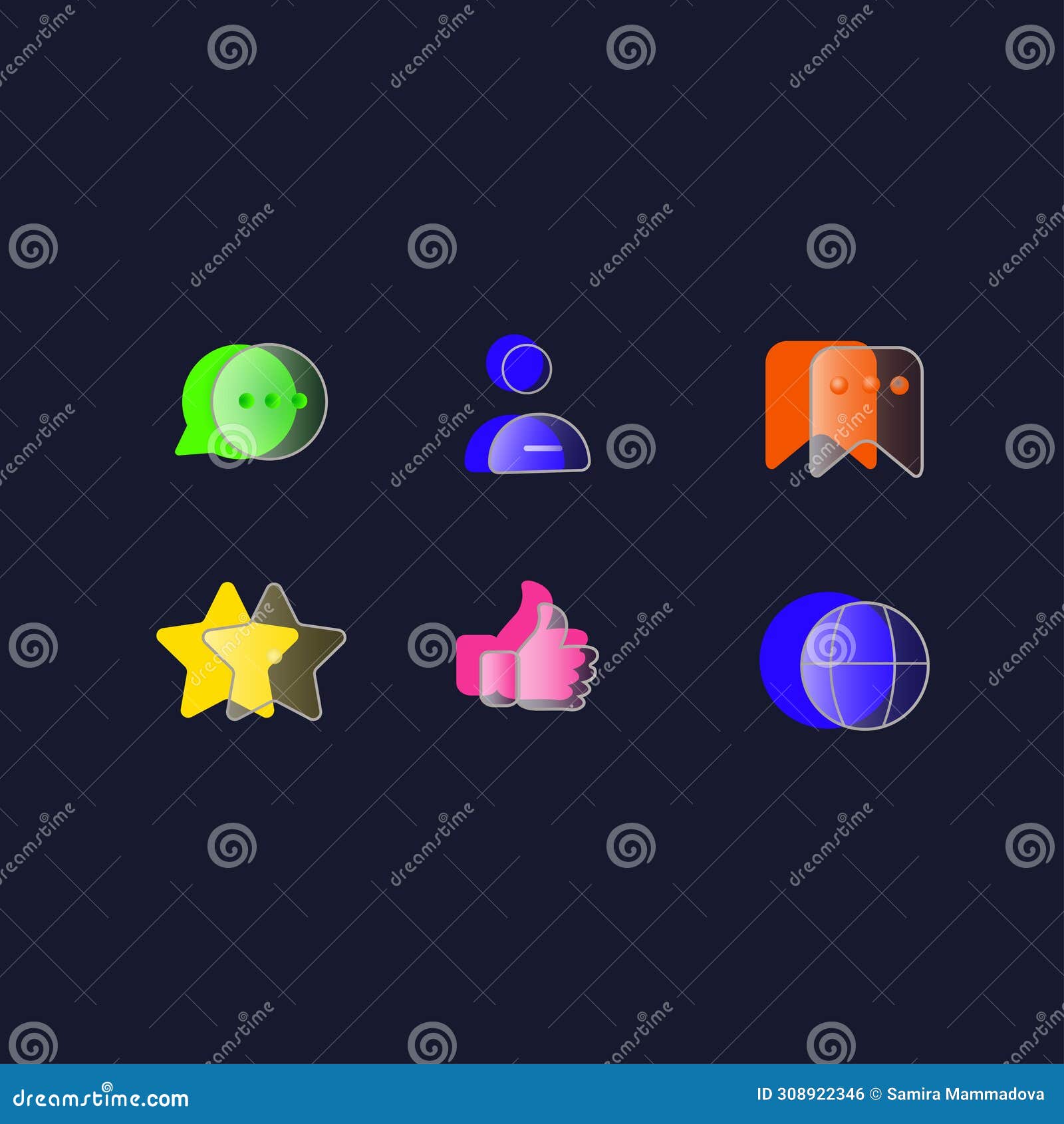 Glassmorphic Icon Set Design Stock Vector - Illustration of globe, user ...