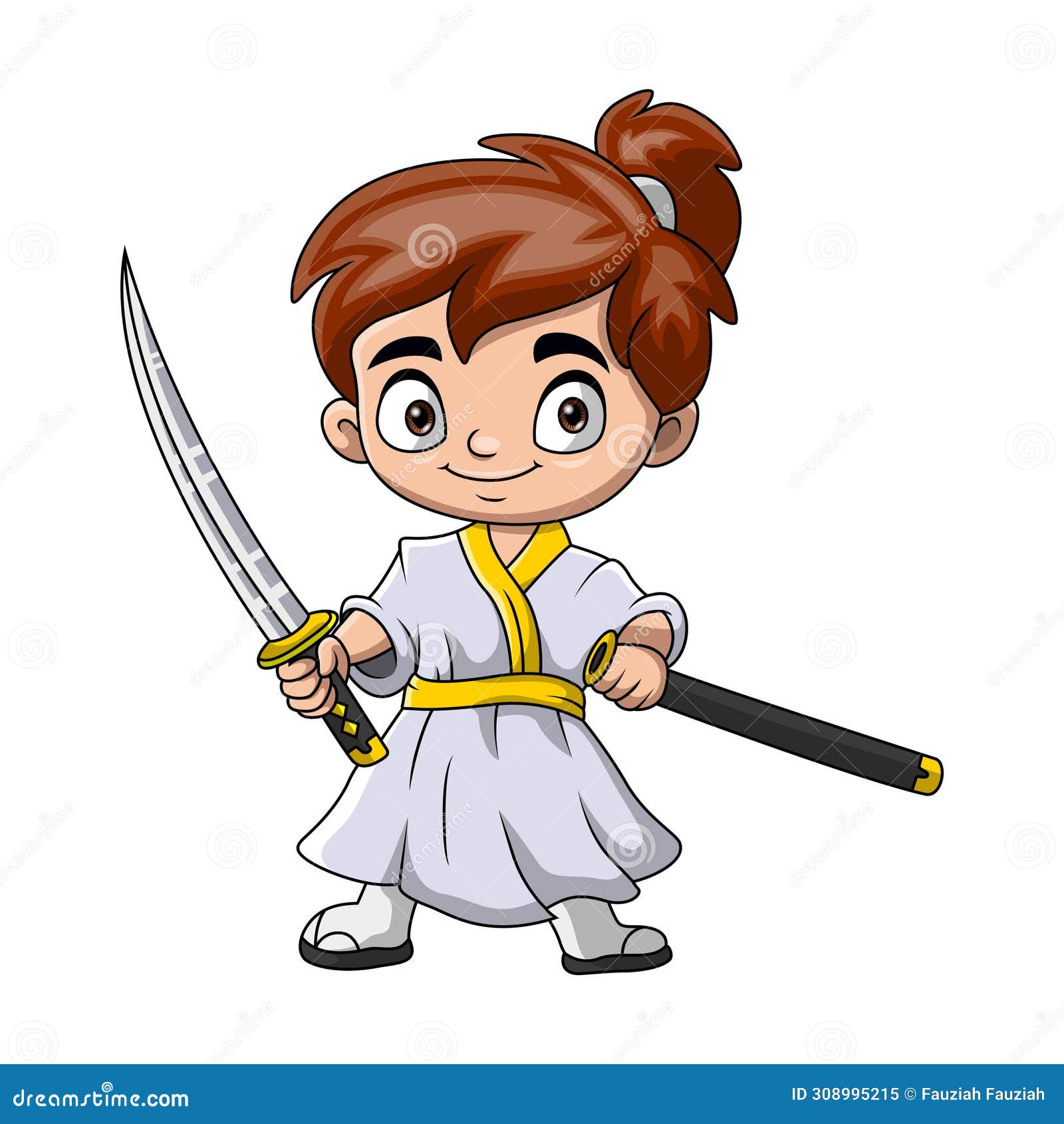 Cute Samurai Warrior Boy Cartoon | CartoonDealer.com #308995215