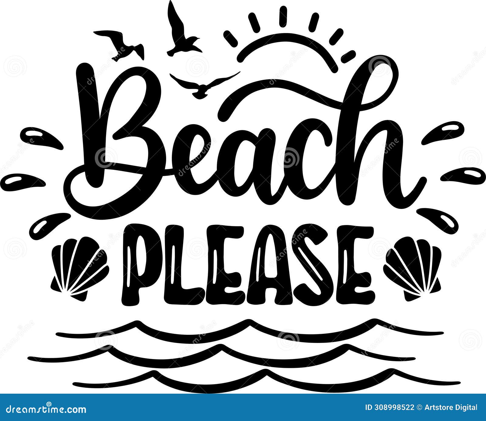 Beach Please, Sand, Beach, Summer Holiday, Vector Illustration Filei ...