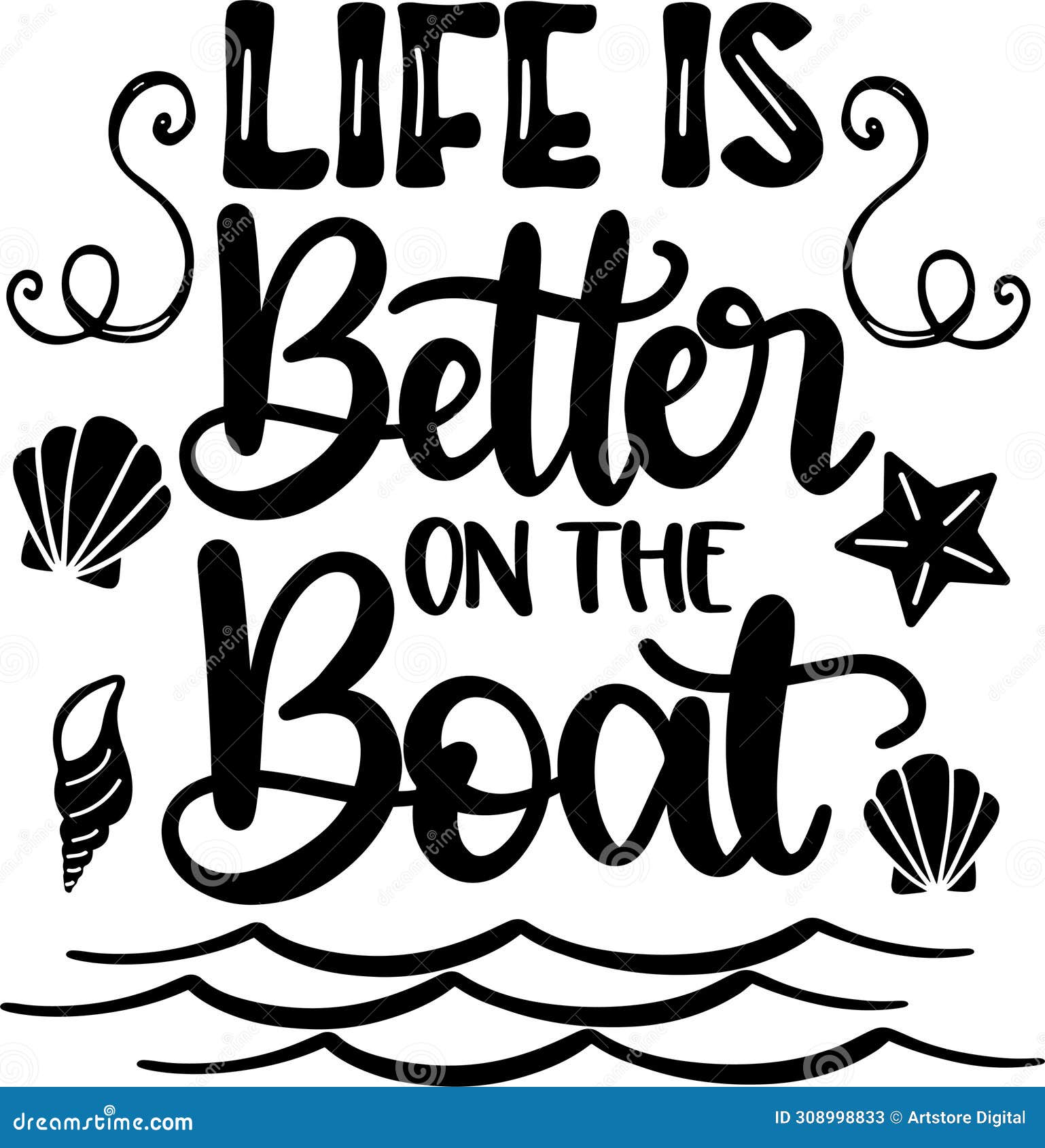 Life is Better on the Boat, Beach, Summer Holiday, Vector Illustration ...