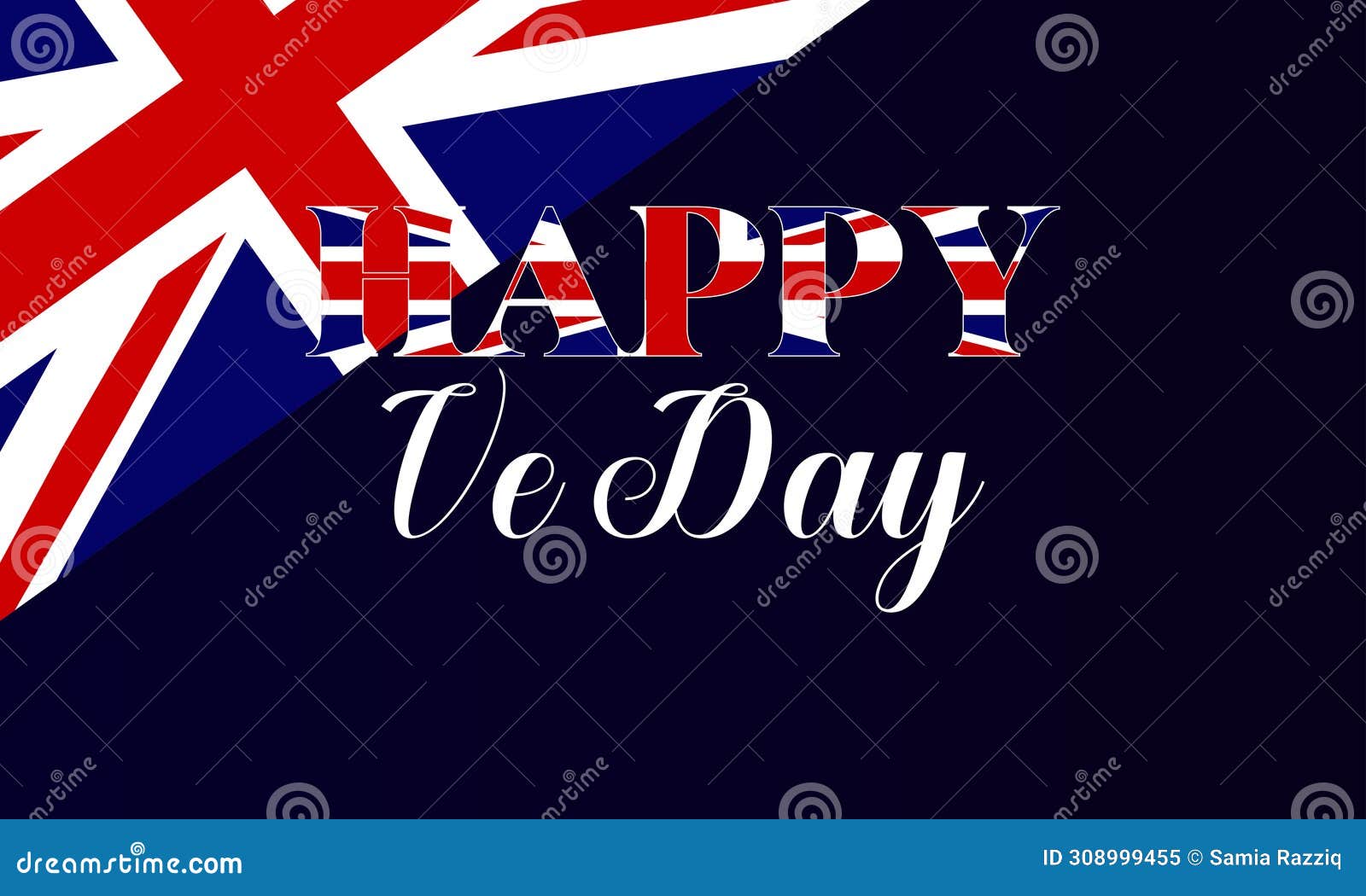 Happy Ve Day Text with Flag and Blue Gradient Background Design Stock ...