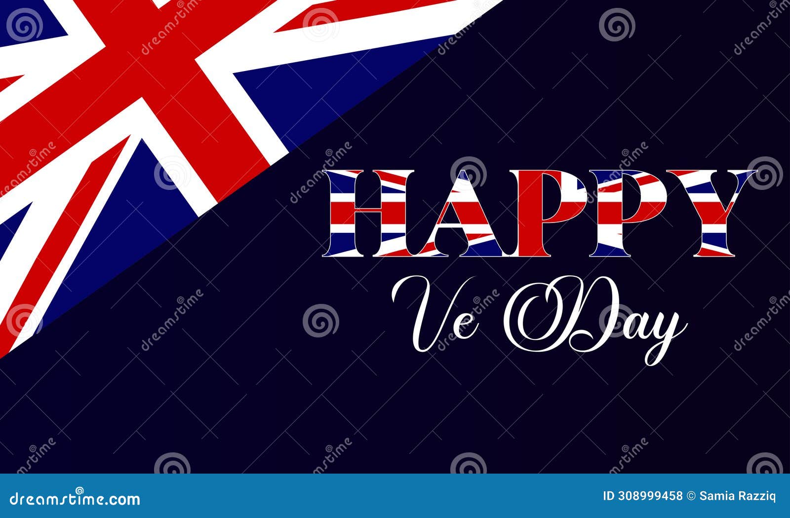 Happy Ve Day Text with Flag and Blue Gradient Background Design Stock ...