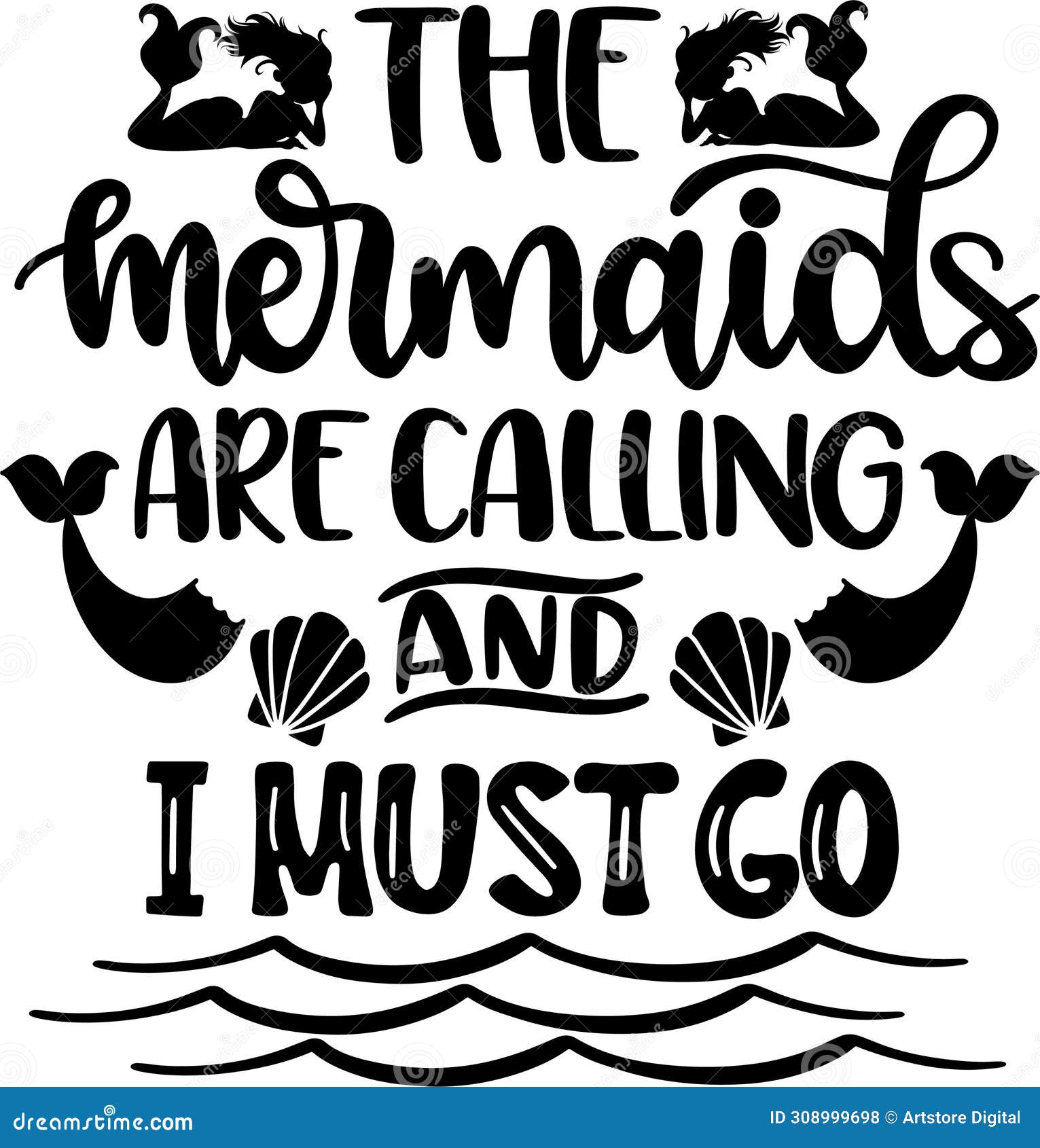 The Mermaids are Calling and I Must Go, Beach, Summer Holiday, Vector ...