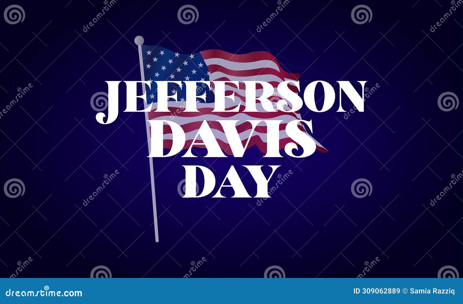 Jefferson Davis Day Text with Usa Flag Background Design Stock Vector ...