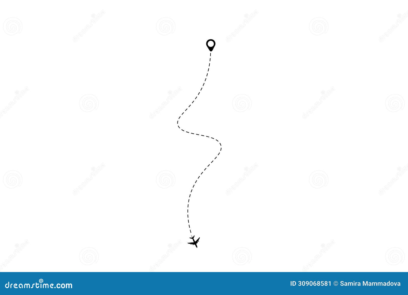 Set of Dashed Line Airplane Route with Location Stock Vector ...