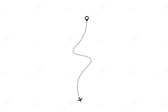 Set of Dashed Line Airplane Route with Location Stock Vector ...