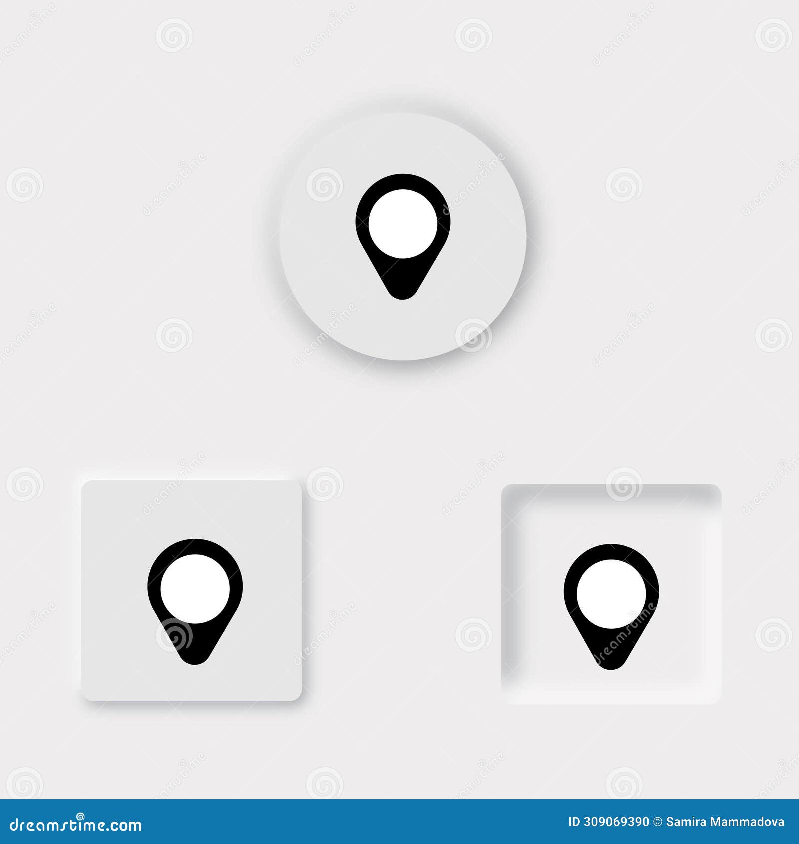 Neomorphic Pin Icon Elements Stock Vector - Illustration of power ...