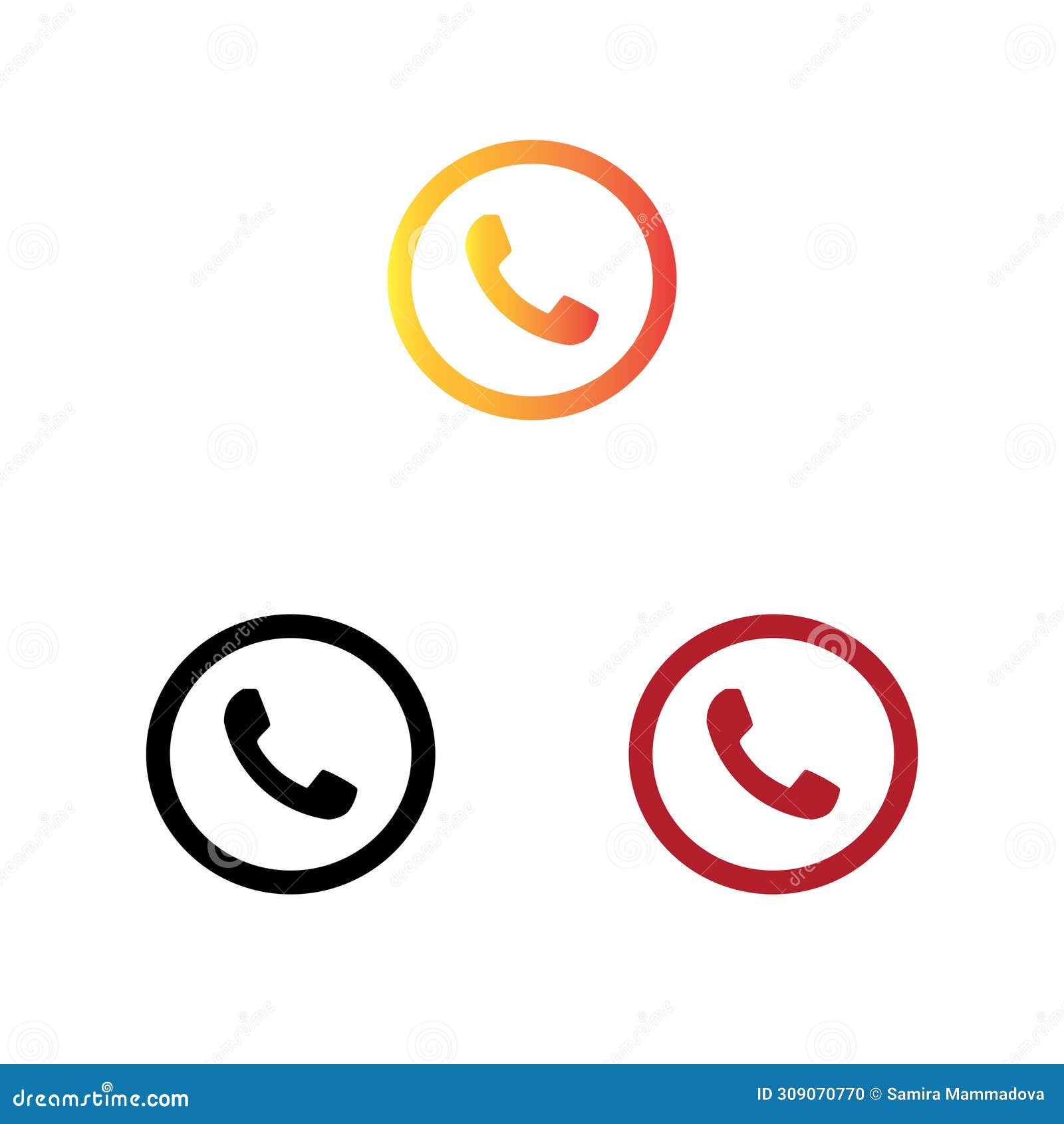 Call Icon Button in Black and Red Stock Vector - Illustration of ...