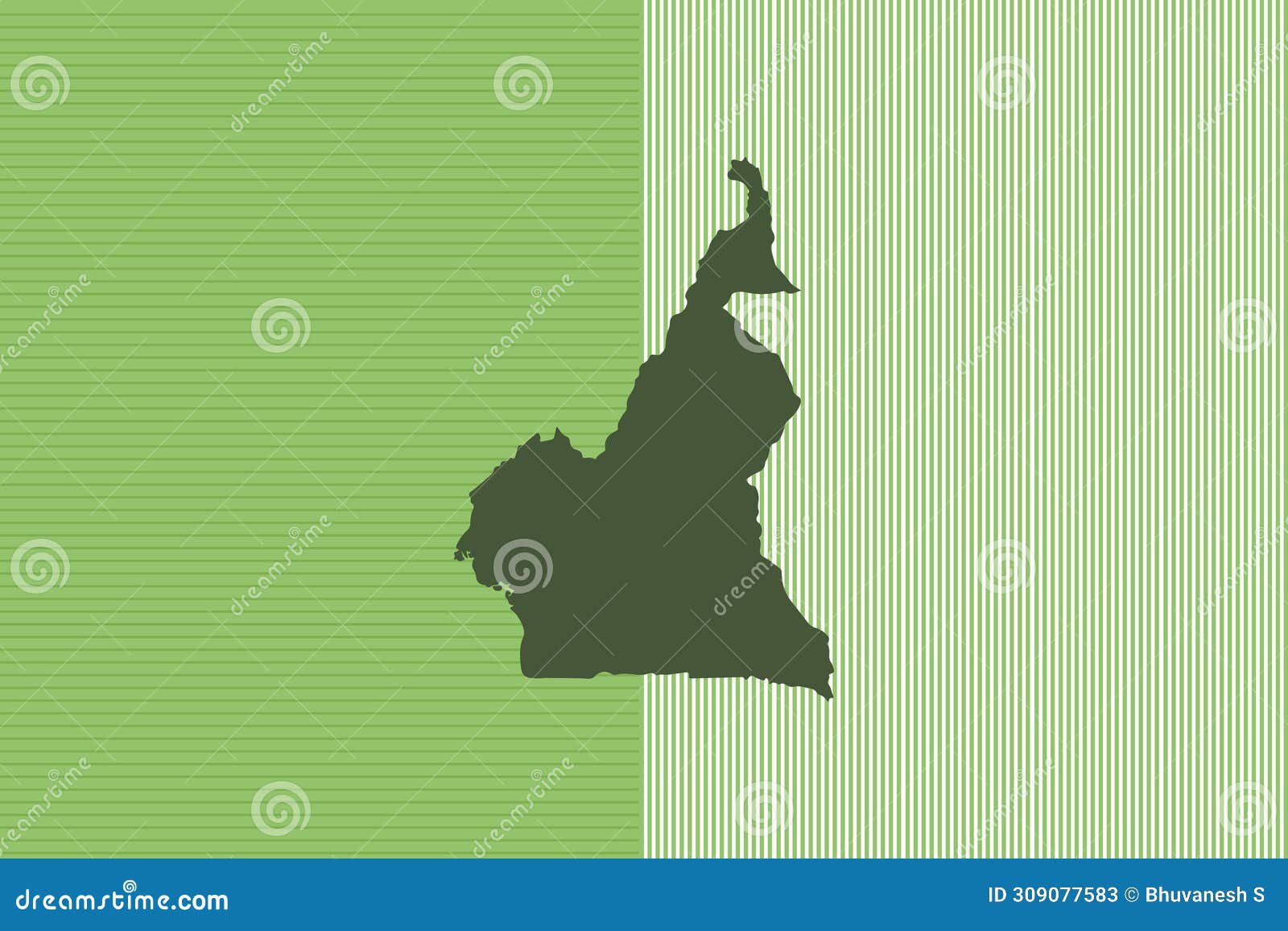 Nature Colored Map Design Concept with Green Stripes Isolated of Country Cameroon - Vector Stock ...